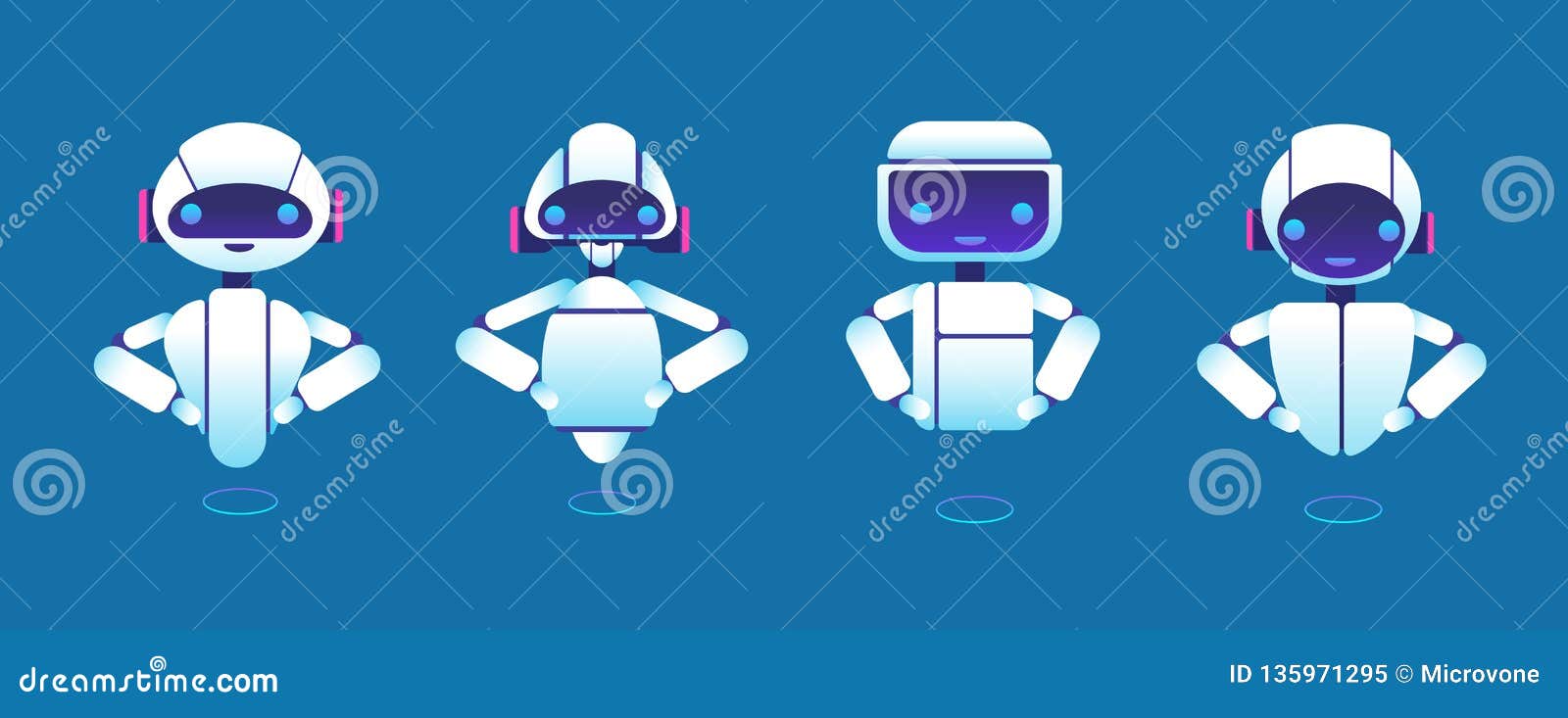 Cute Chatbots. Robot Assistant, Chatter Bot, Helper Chatbot Vector ...