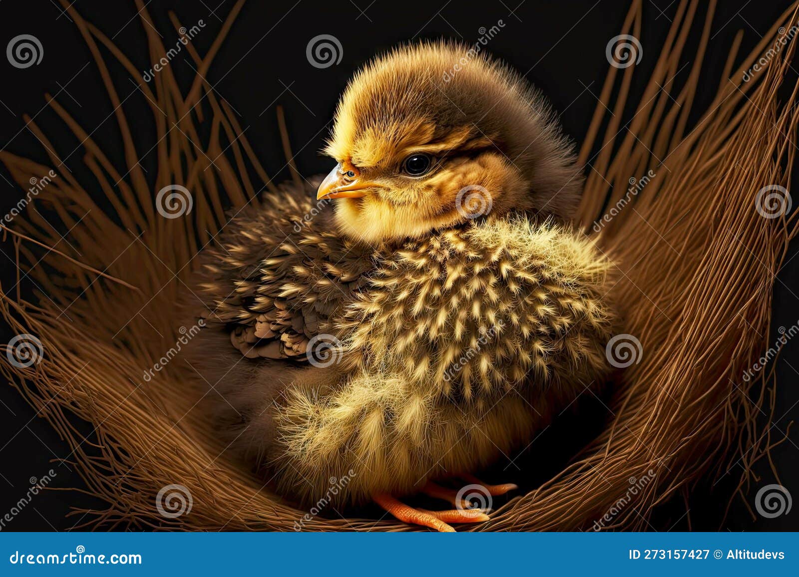 Cute Cheeky Chicks Sitting on Hay in Nest Stock Illustration ...