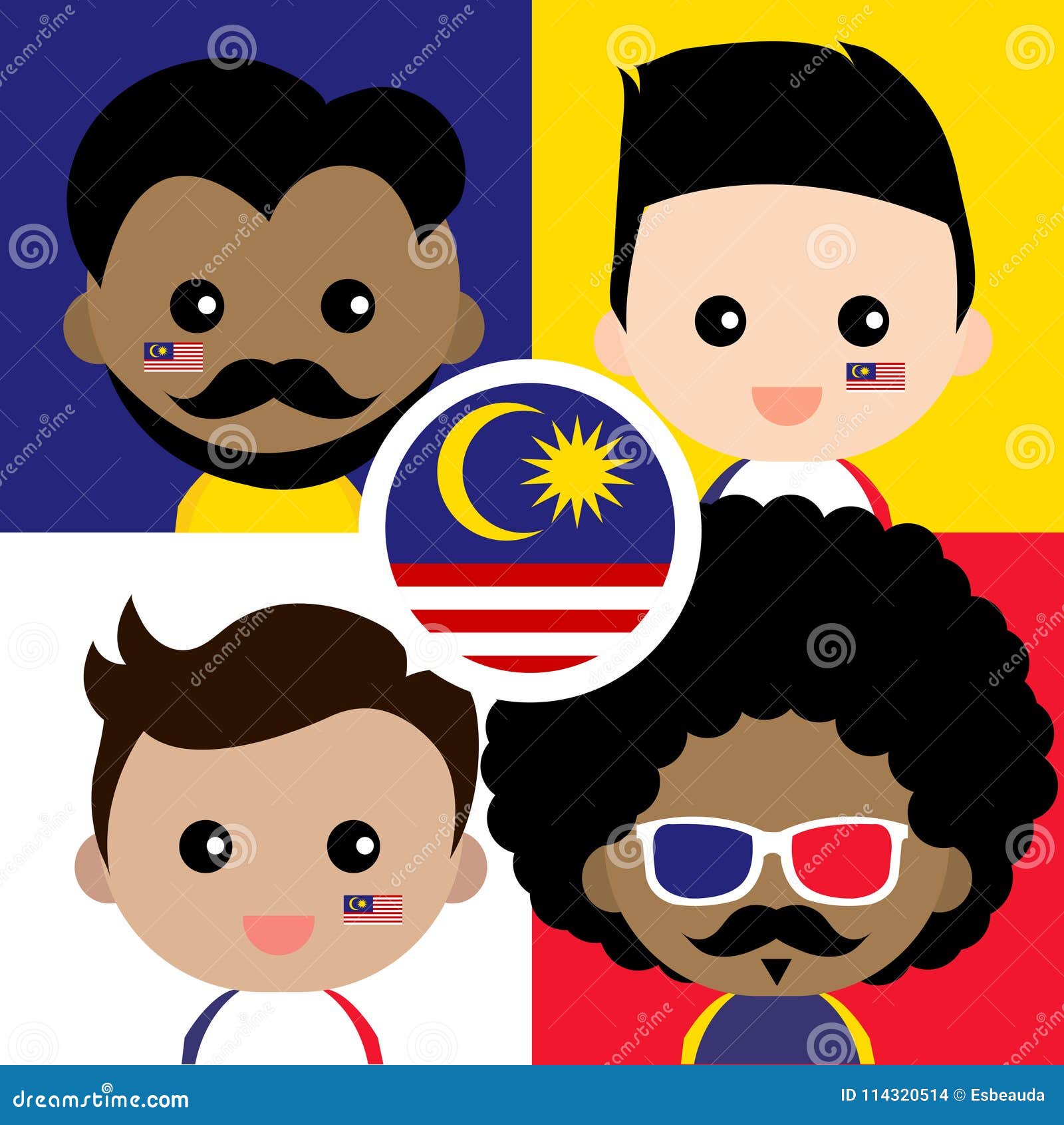 Cute and Cheerful Malaysian Supporter Stock Vector - Illustration of ...