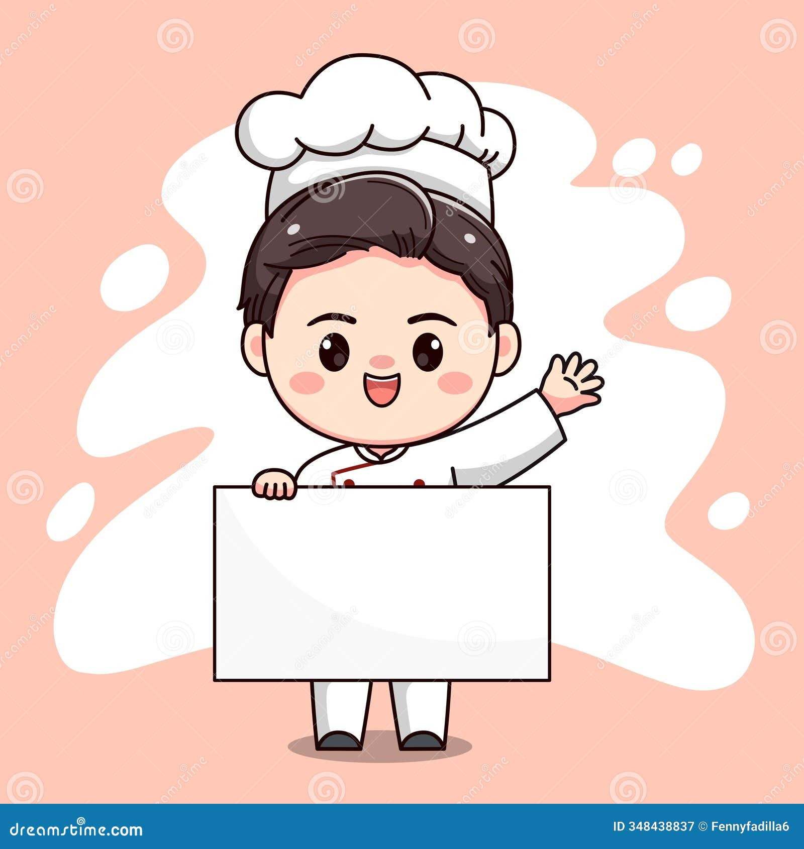 Cute Chef Boy Character with a Board for Text Stock Illustration ...