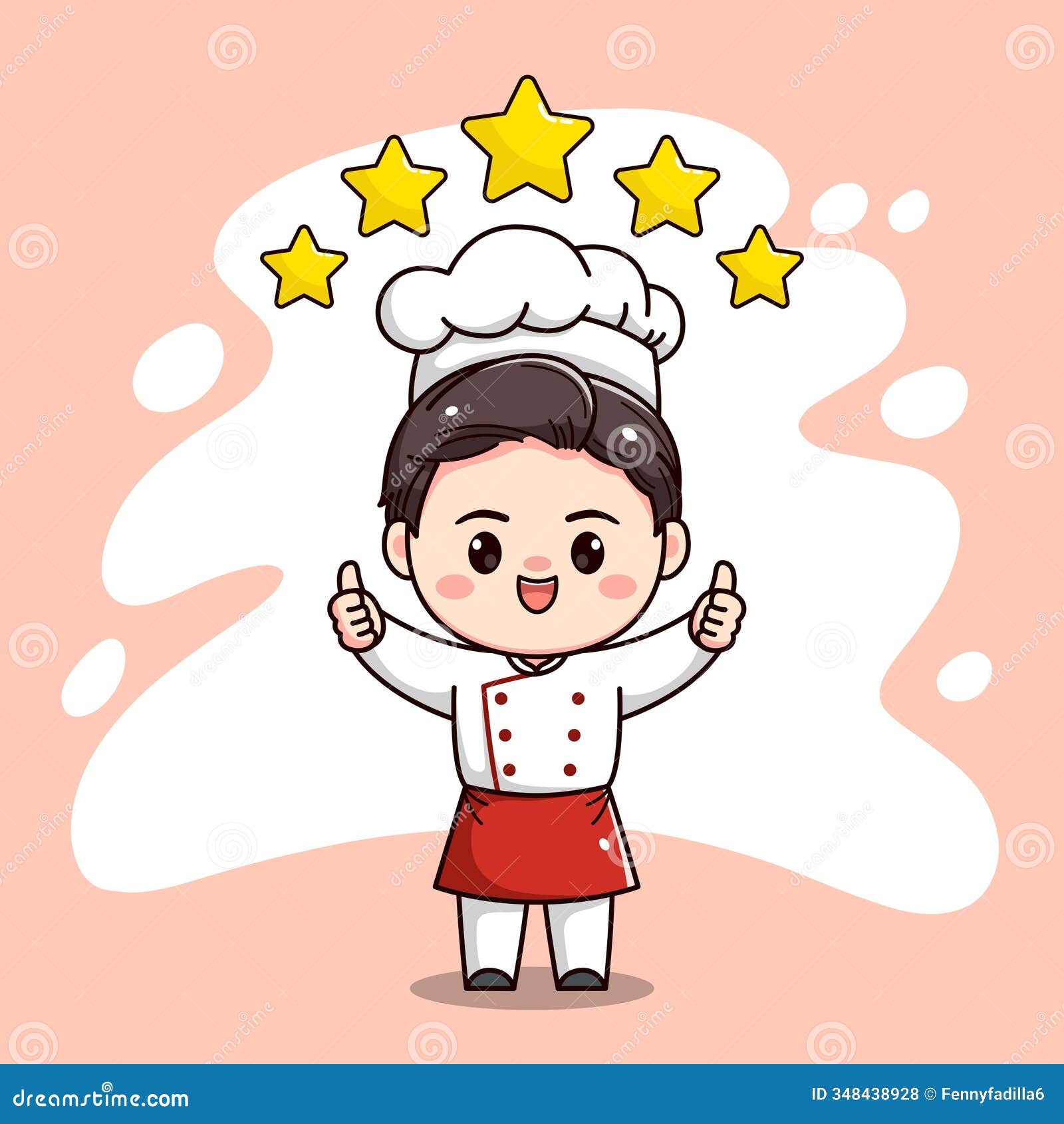 Cute Chef Boy Character with Two Nice Fingers Stock Illustration ...
