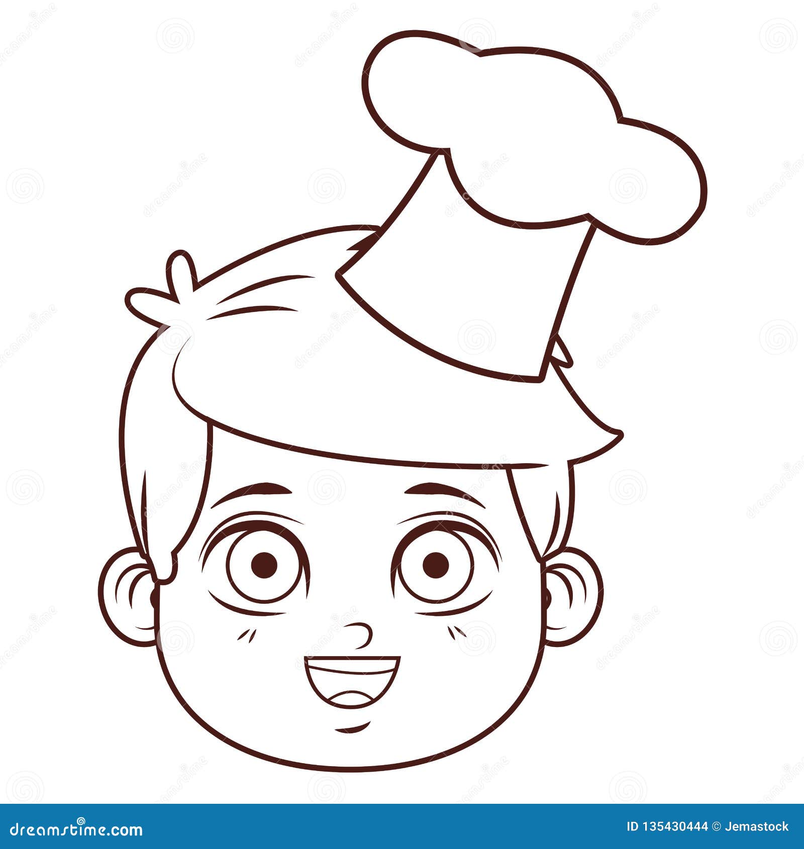 Cute chef boy face cartoon stock vector. Illustration of lovely - 135430444