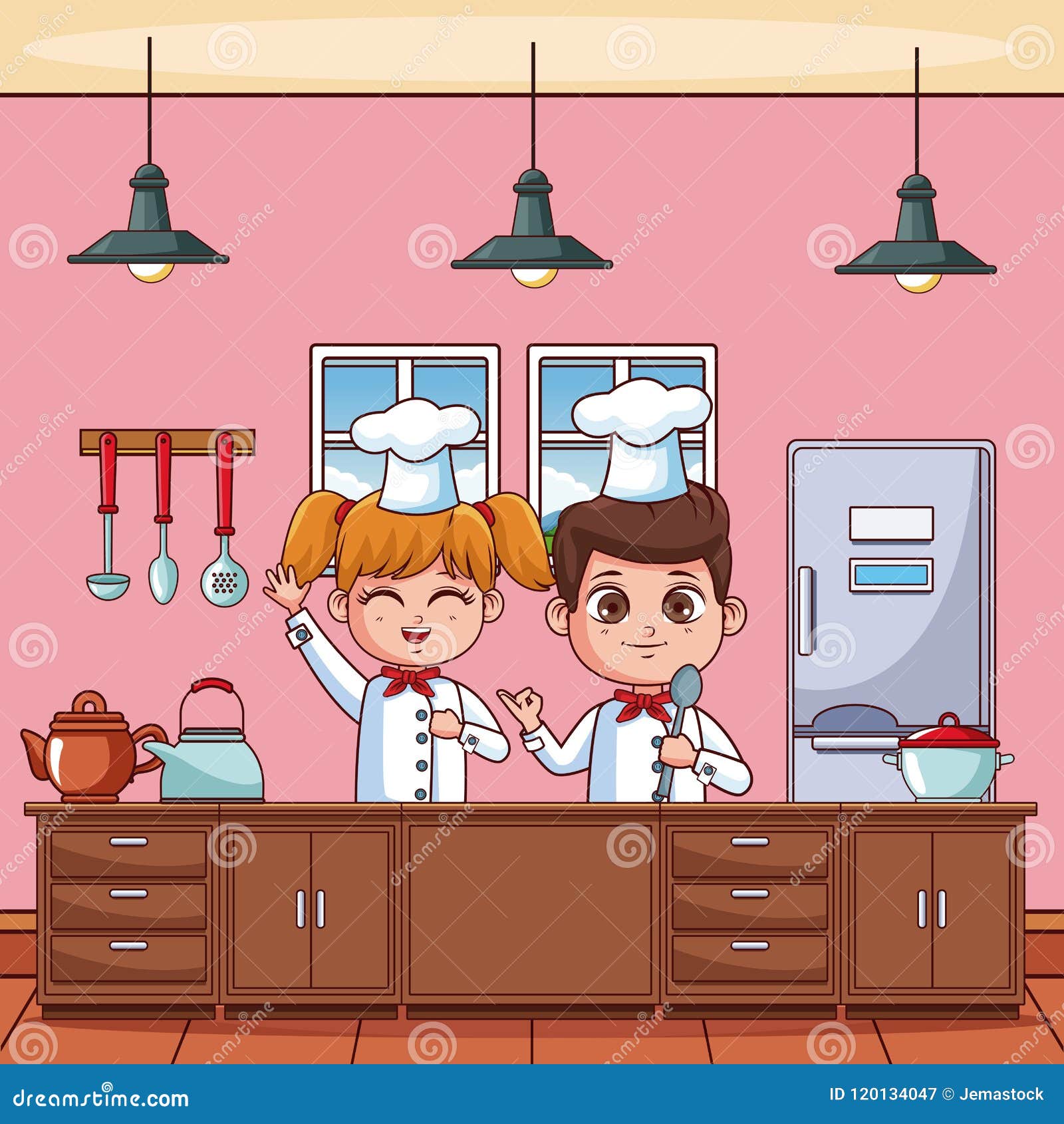 Cute chef boy stock vector. Illustration of child, food - 120134047