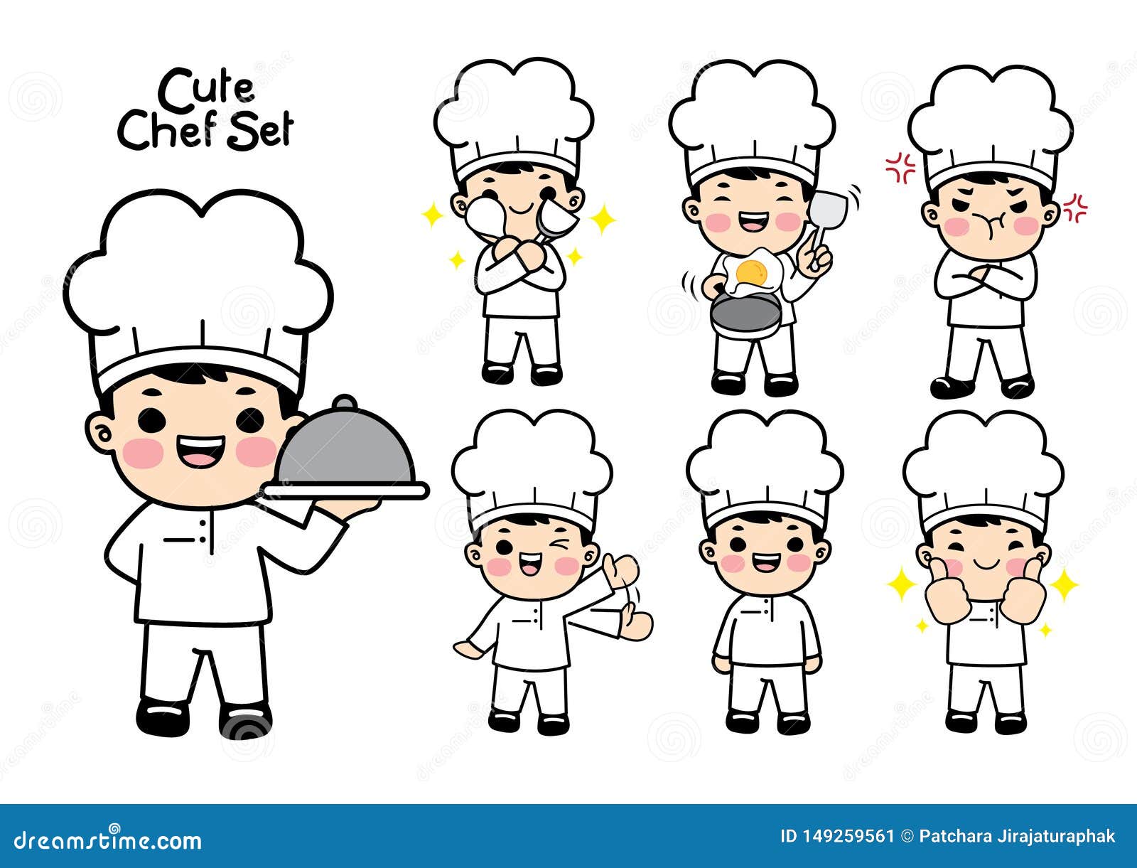 Characters Set in Chef Uniform.Vecter Stock Vector - Illustration of ...