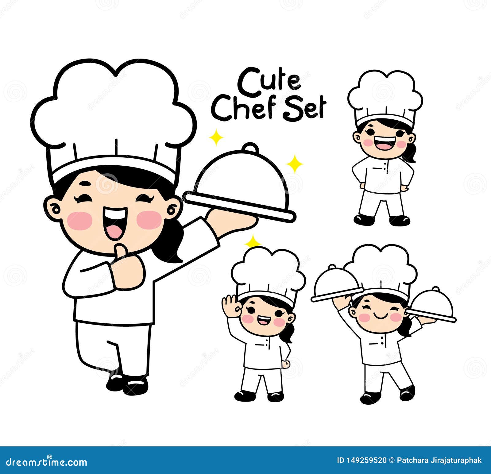 Cute Chef Character Set.Vecter Element Stock Vector - Illustration of ...
