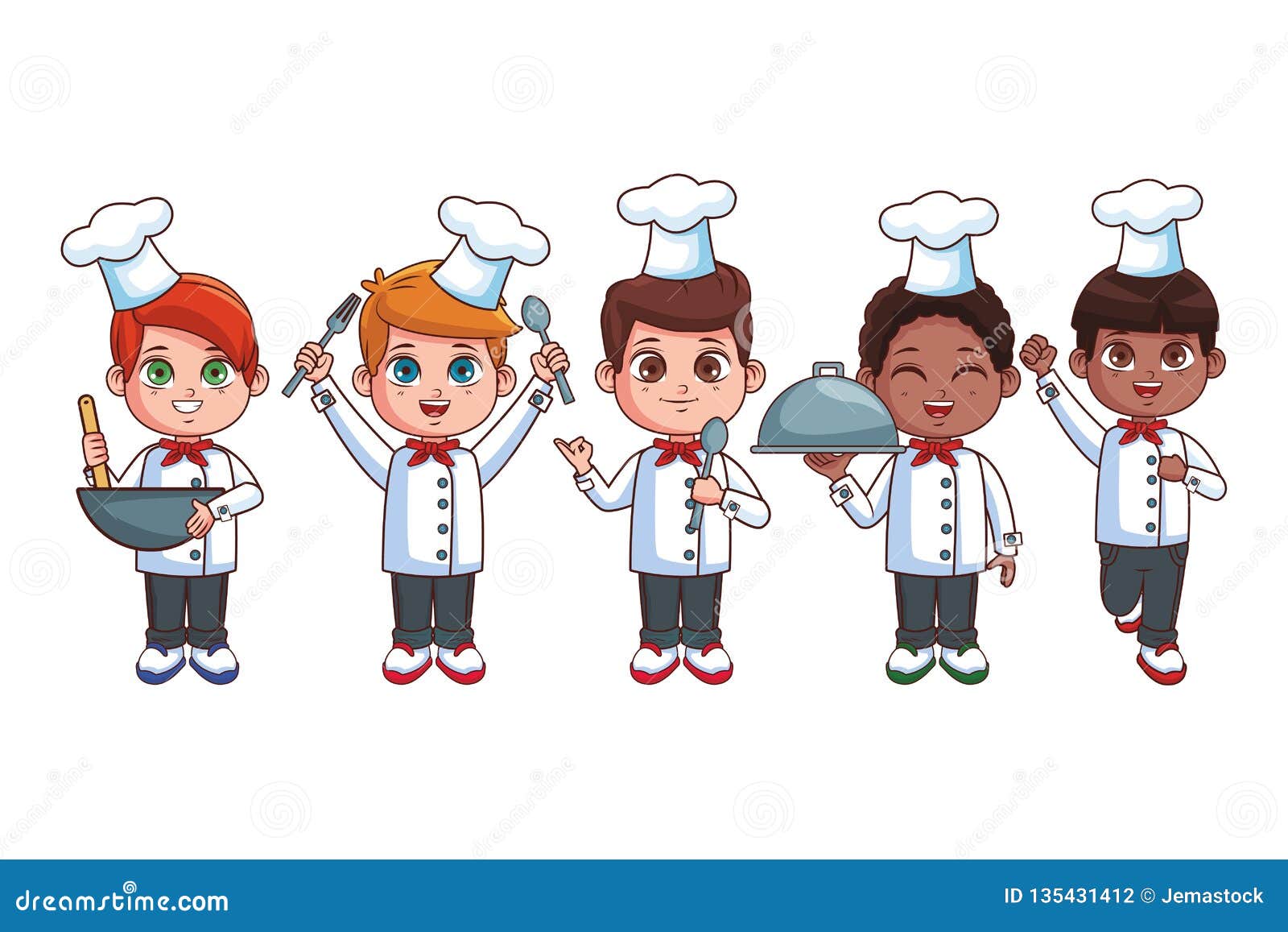 Cute chef children cartoon stock vector. Illustration of female - 135431412