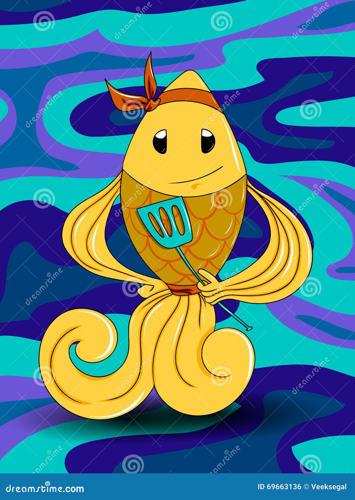 Cute Chef Fish Cartoon Holding Spatula Stock Vector - Illustration of ...