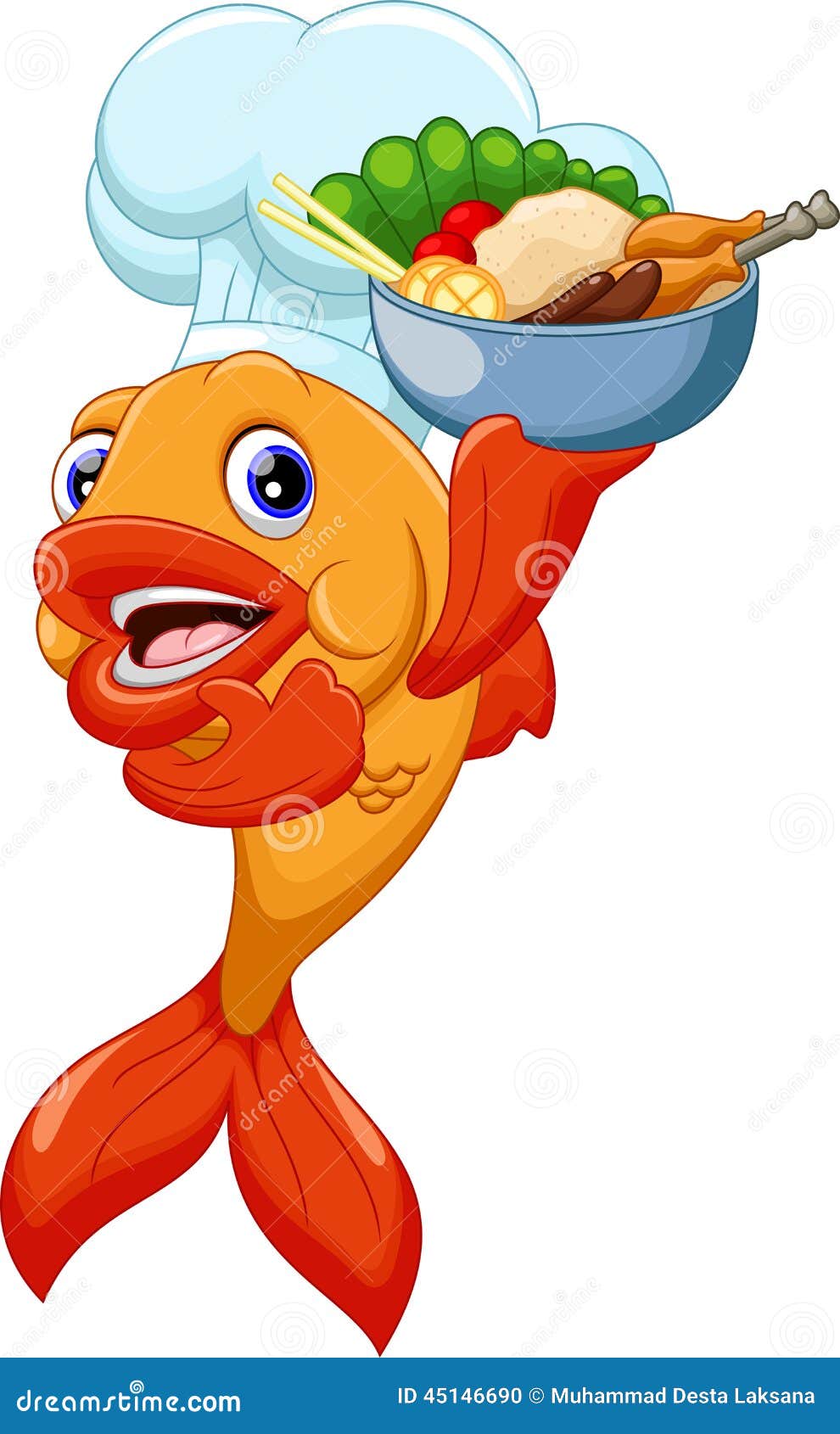 Cute chef fish cartoon stock illustration. Illustration of board - 45146690