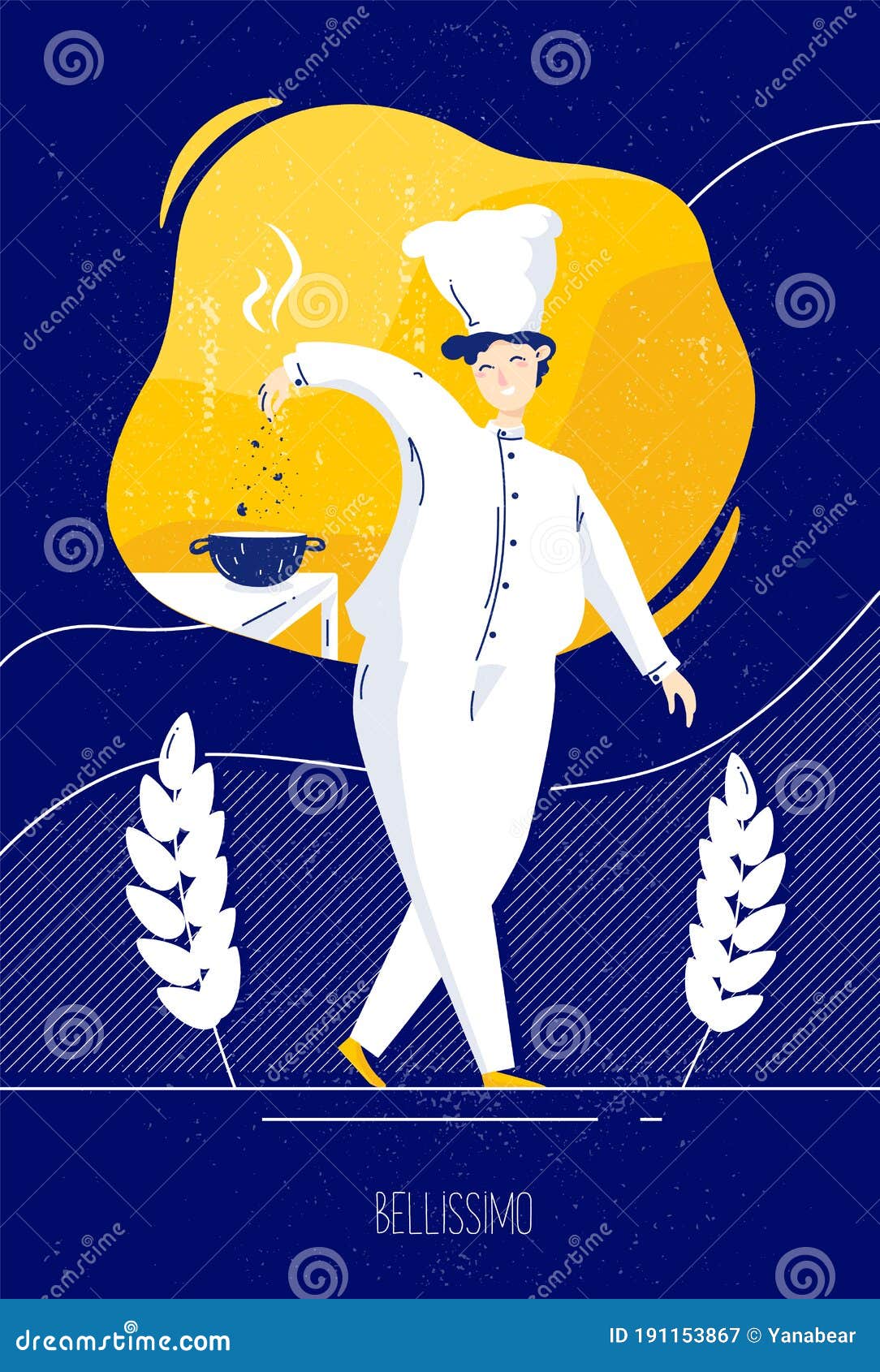 Cute Chef Making Soup in the Kitchen. Vector Culinary Banner Stock ...