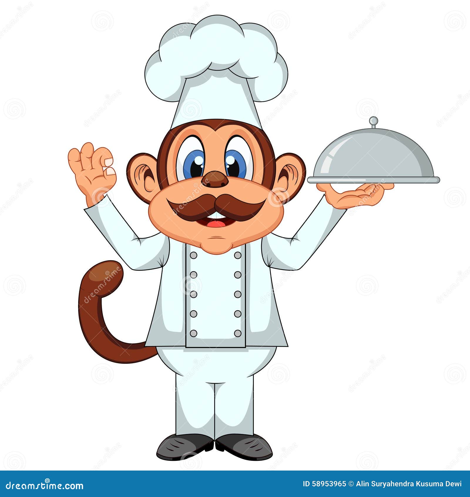 Cute Chef Monkey cartoon stock vector. Illustration of dish - 58953965