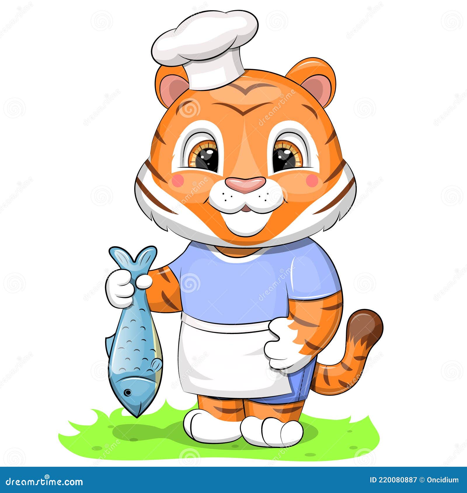 Chef Tiger Cartoon Vector With Dish. | CartoonDealer.com #290408707