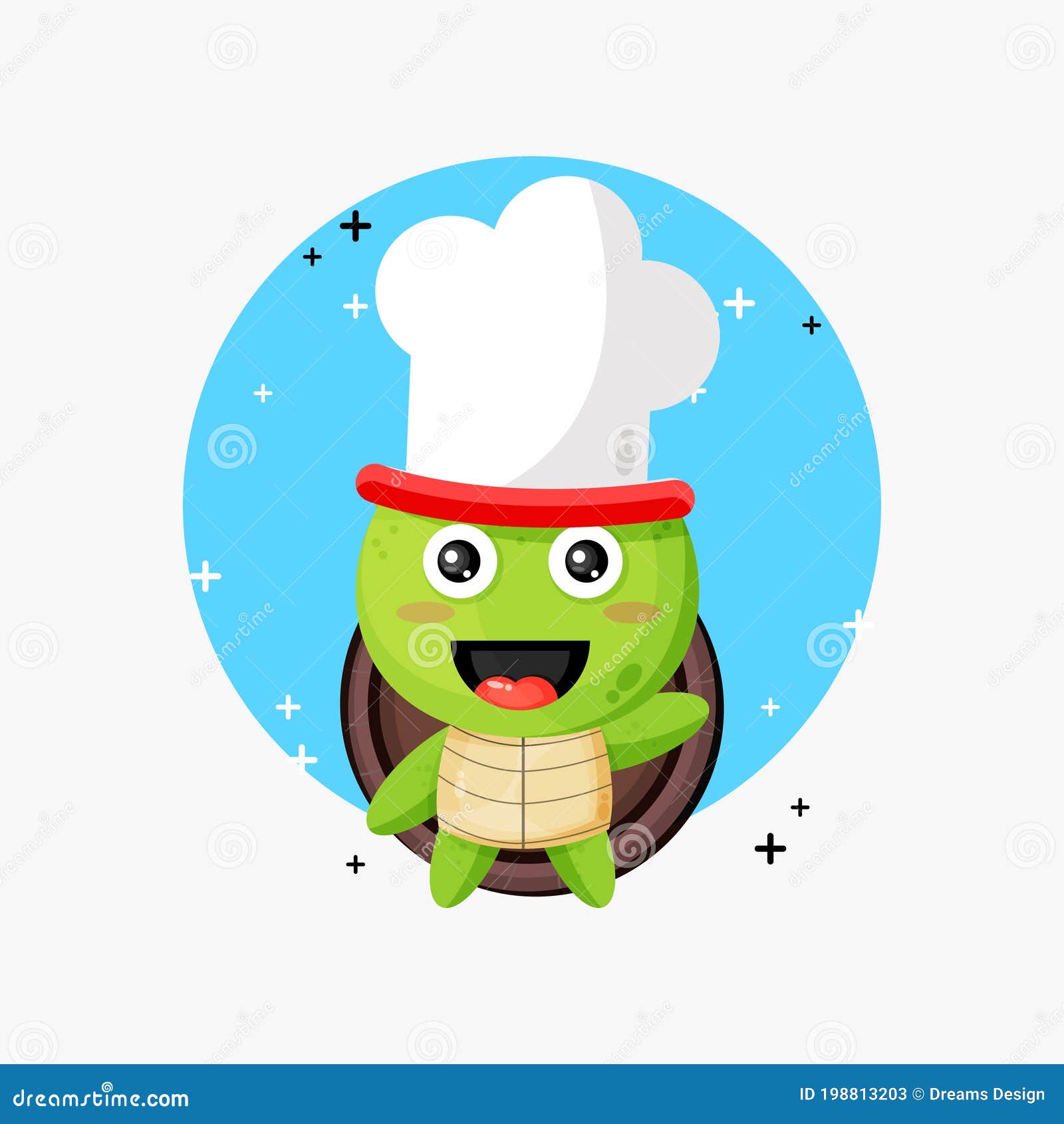 Cute Chef Turtle Mascot Design Stock Vector - Illustration of isolated ...