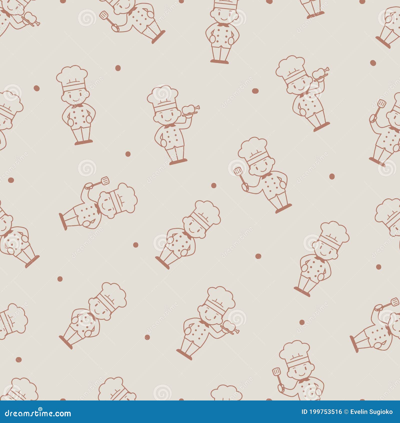 Cute Chef Vector Cartoon Seamless Pattern Stock Vector - Illustration ...