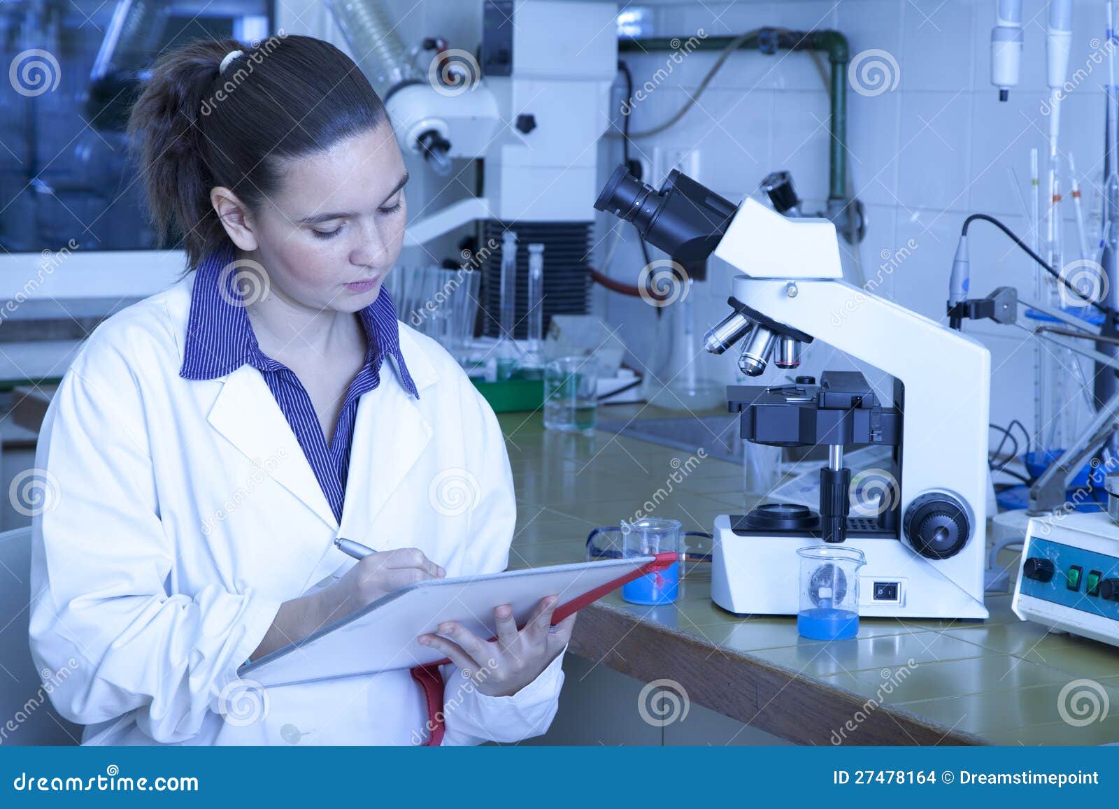 Cute Chemist Working in Laboratory Stock Photo - Image of care ...