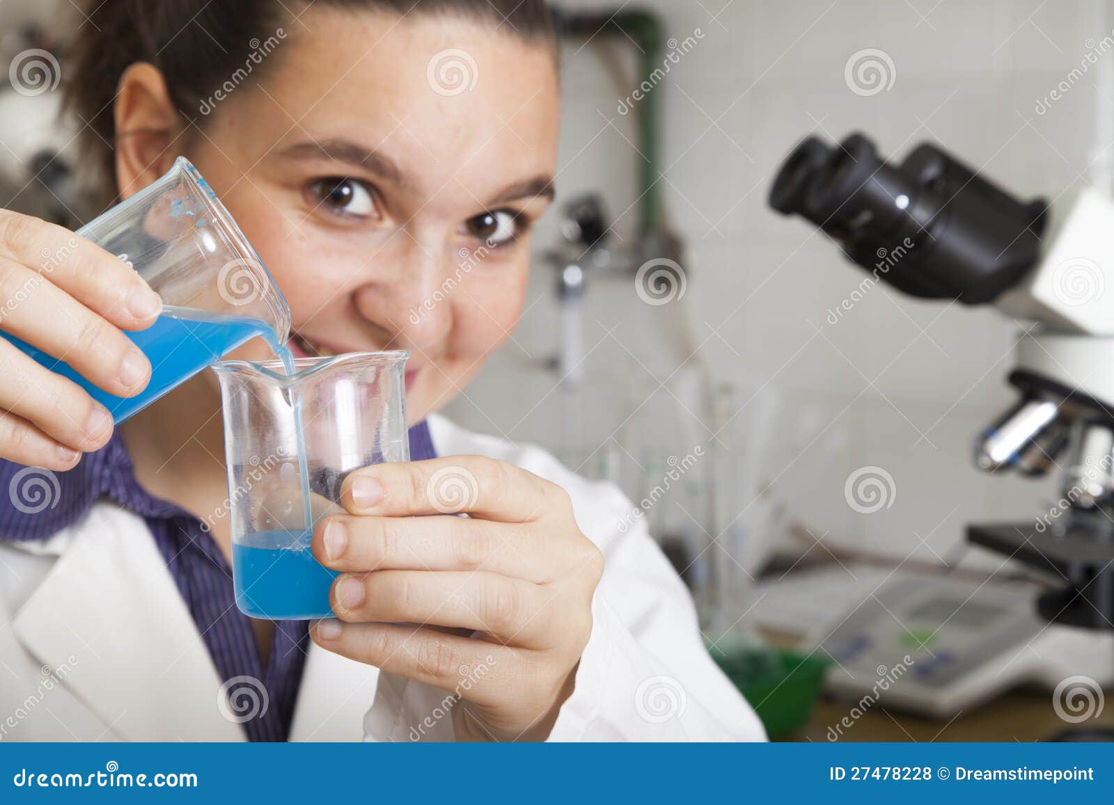 Cute Chemist Working in Laboratory Stock Photo - Image of laboratory ...