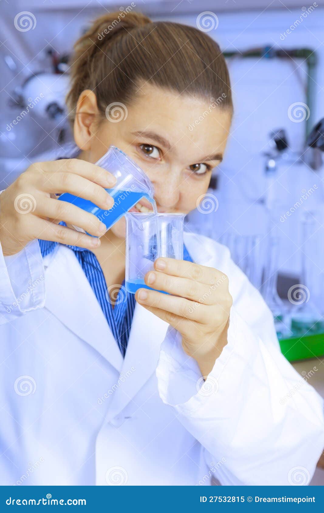 Cute Chemist Working in Laboratory Stock Image - Image of analyzing ...