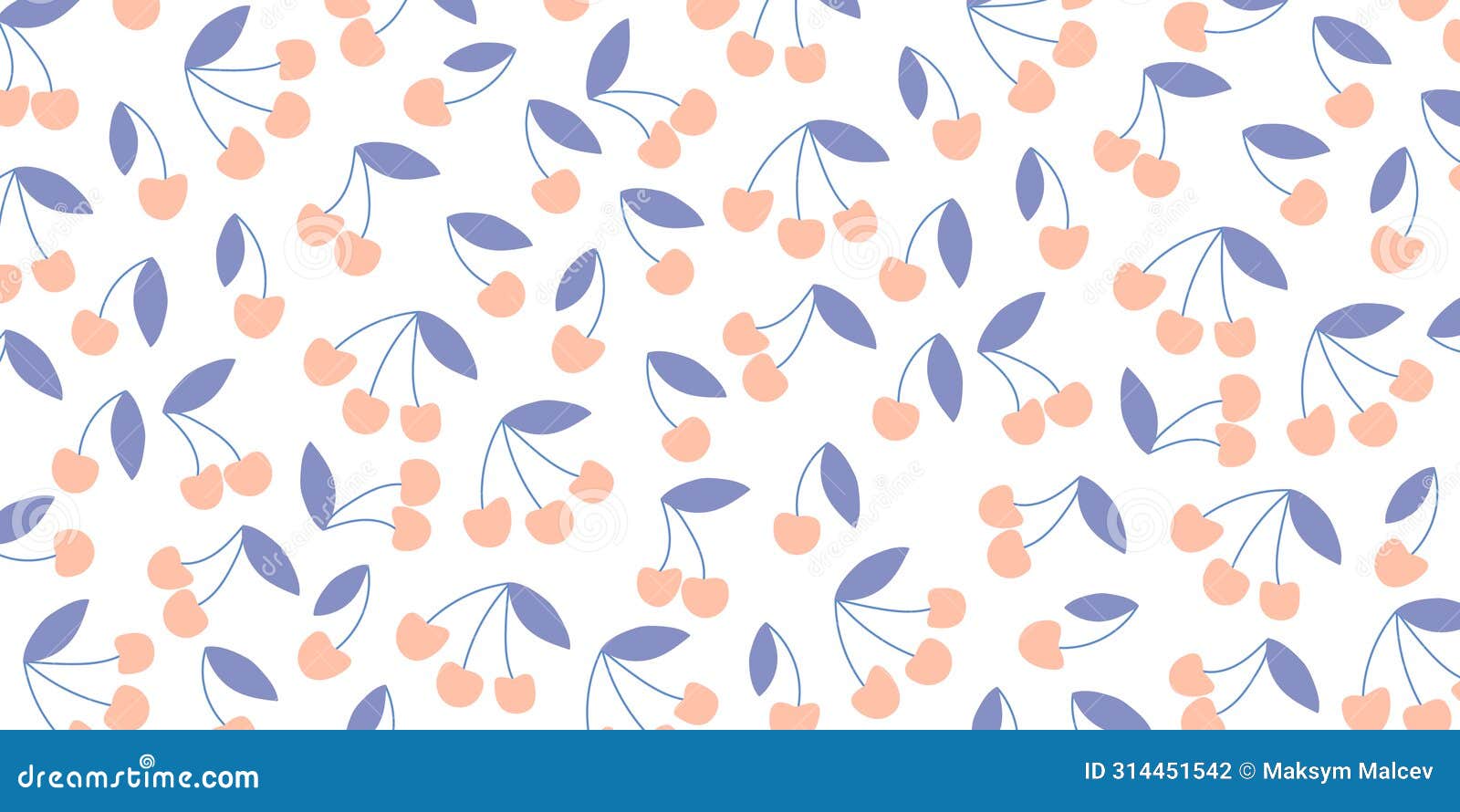 Cute Cherries with Leaves Pattern Illustration on White Background ...