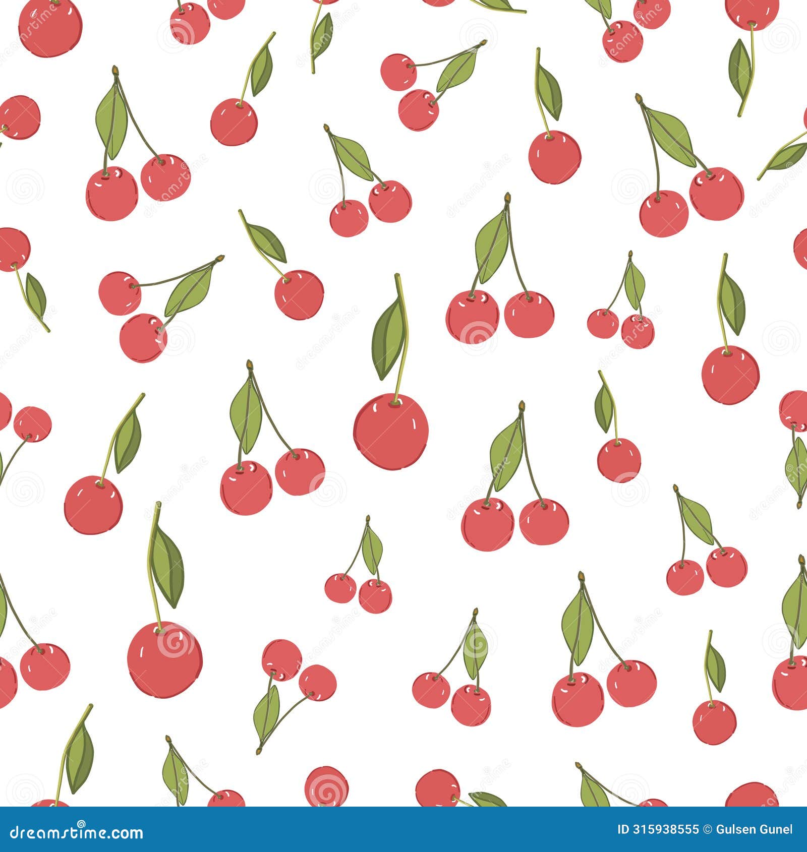Cute Cherries Seamless Fabric Design Pattern Stock Vector ...