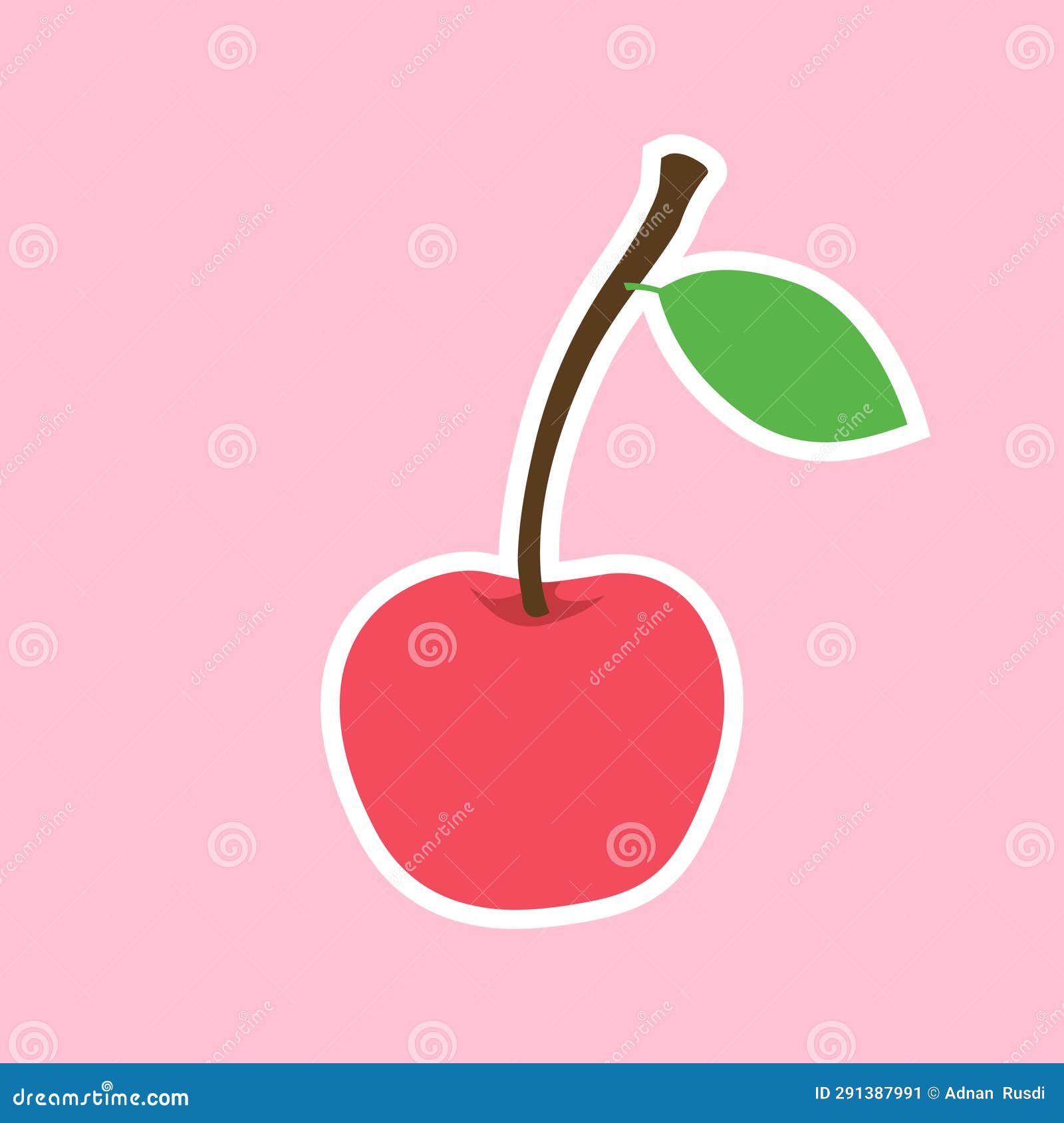 Cute Cherry Flat Design Vector Illustration Stock Illustration ...