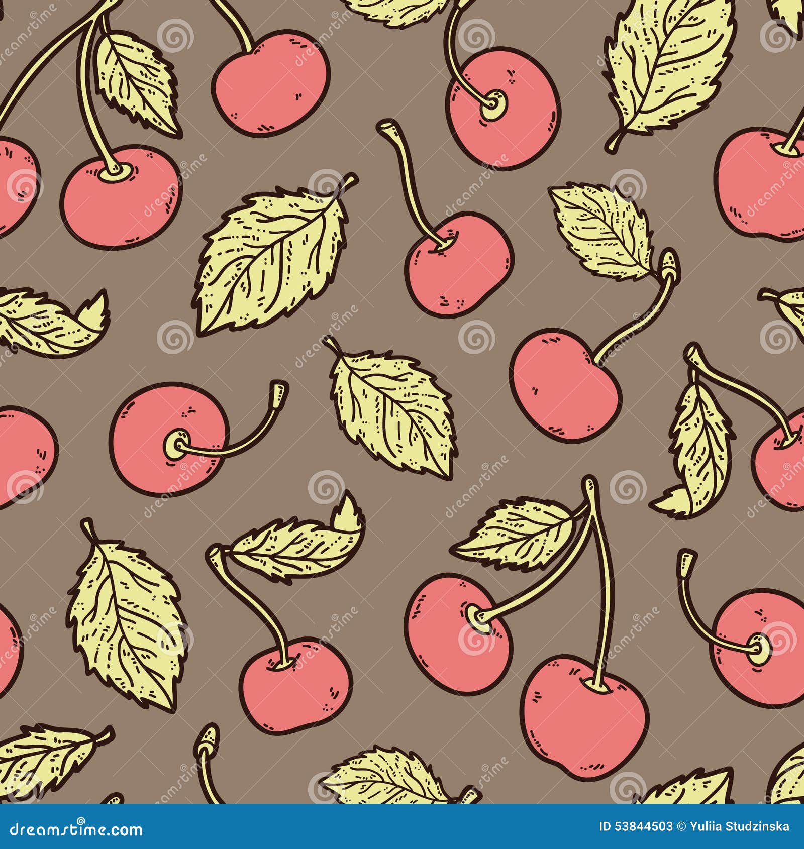 Cute cherry pattern. stock vector. Illustration of design - 53844503
