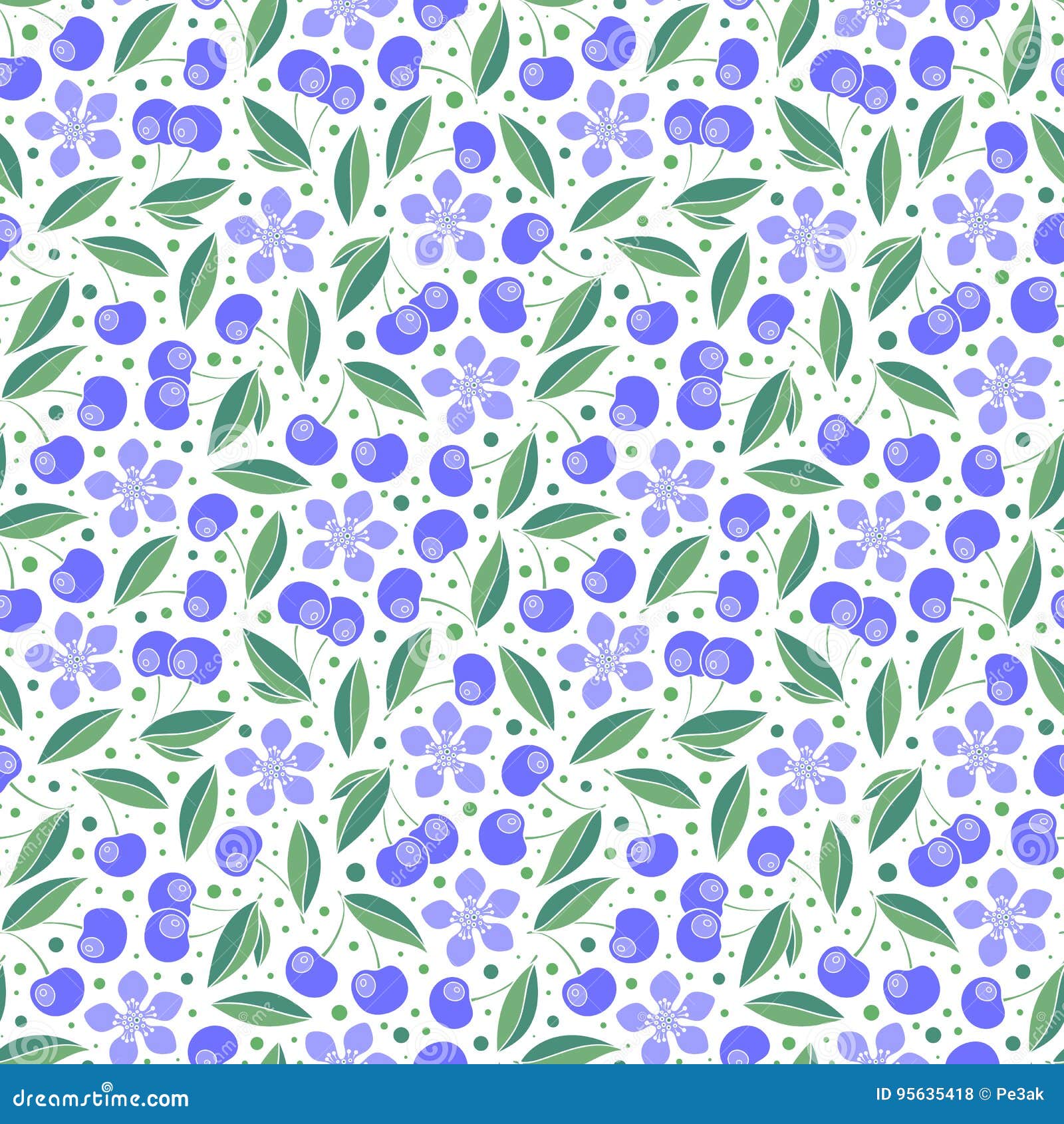 Cute Cherry Seamless Pattern. Stock Illustration - Illustration of ...