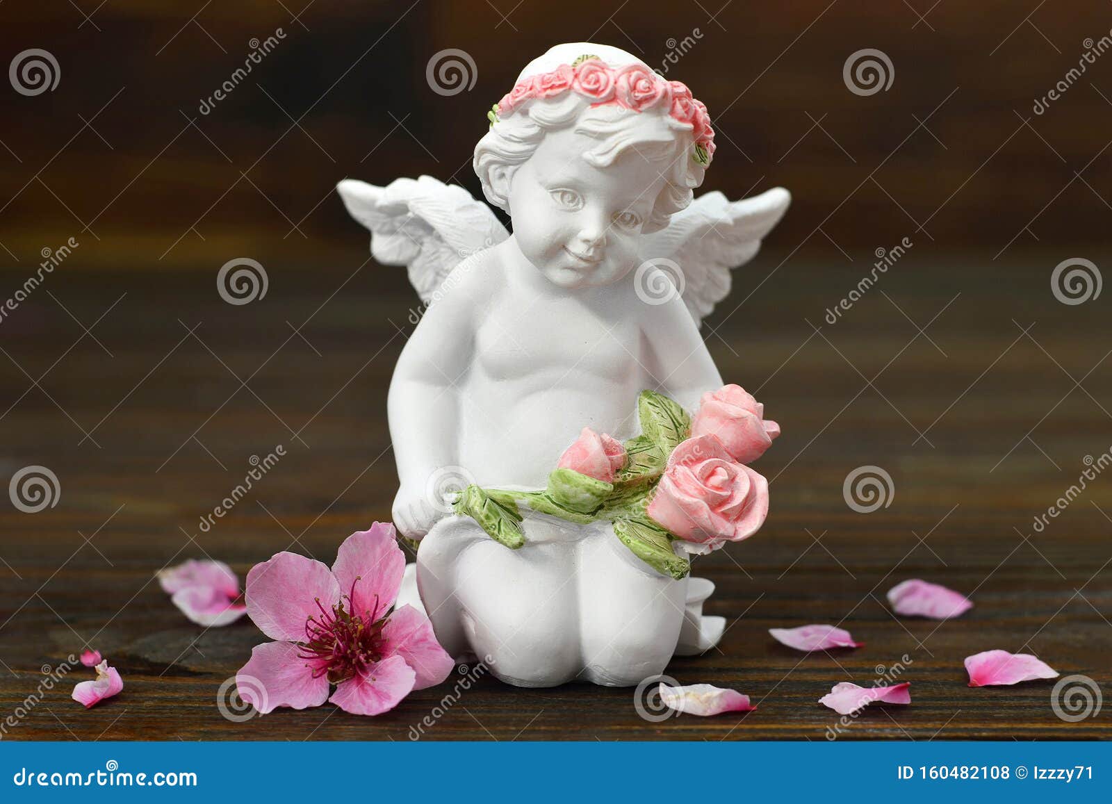 Cherub Angel and Spring Flowers Stock Photo - Image of guardian, grief ...