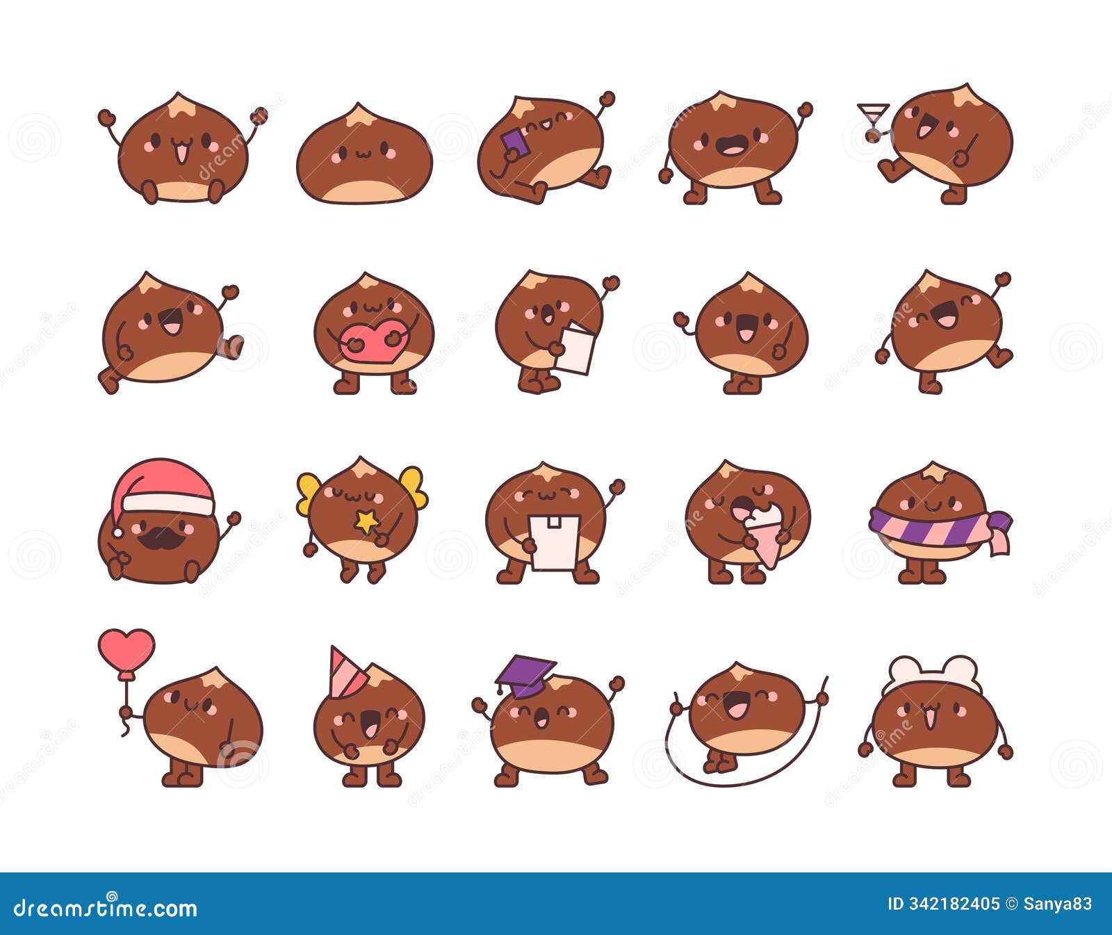 Cute Chestnut Character. Friendly Cartoon Nut Stock Vector ...
