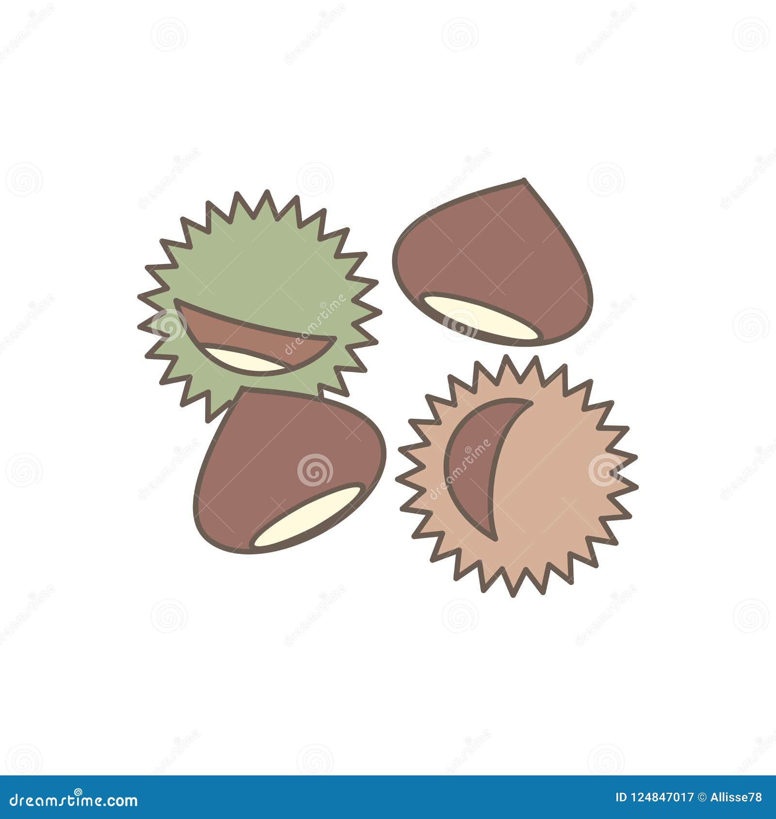 Cute Vector Chestnuts Isolated on White Background Stock Vector ...