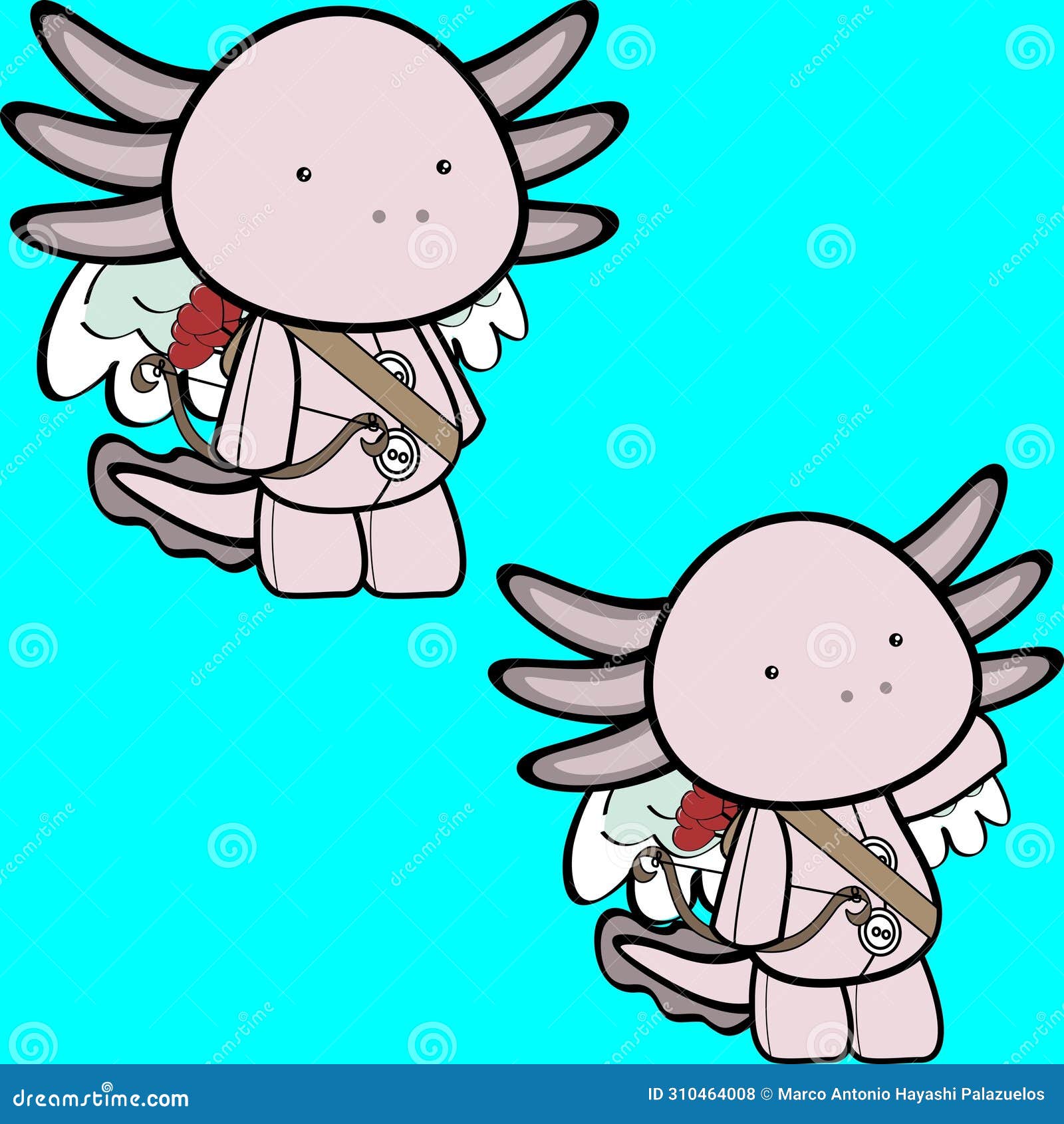 Cute Chibi Angel Axolotl Character Kid Cartoon Pack Collection Stock ...