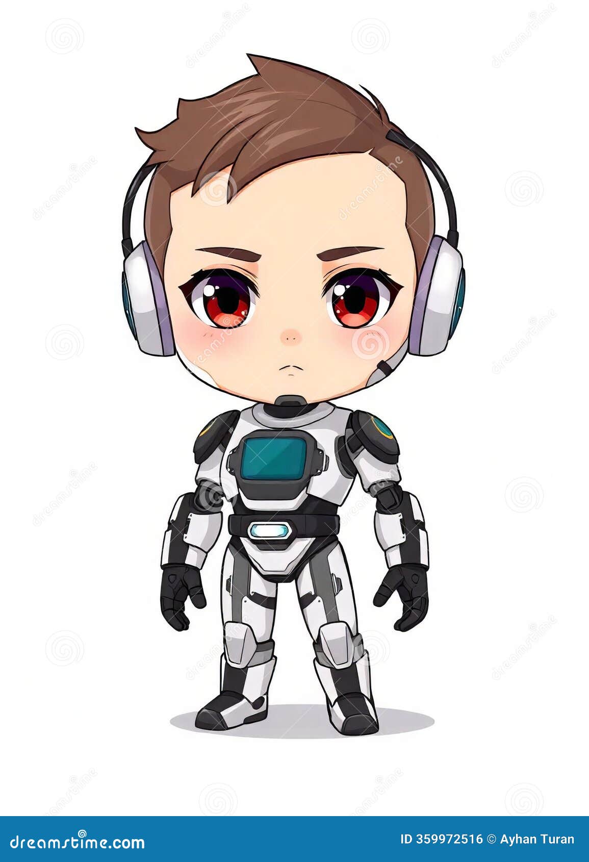 Cute Chibi Artificial Intelligence Character Isolated White Background ...