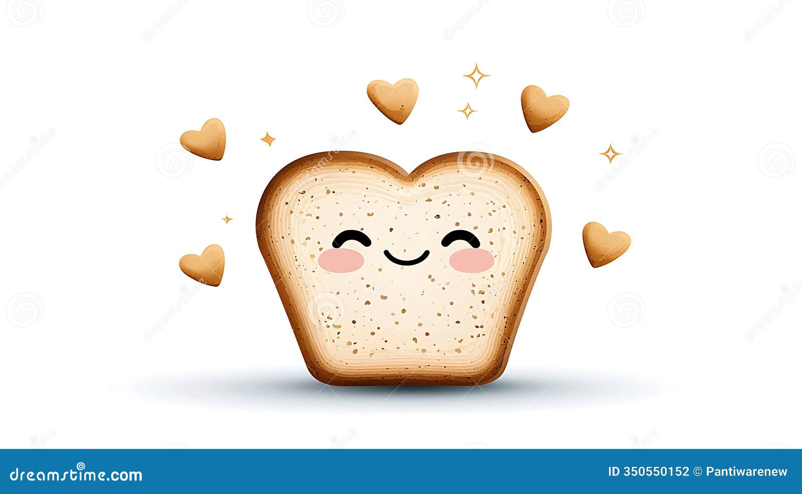 Cute Chibi Bread With Smiling Face And Blushing Cheeks Royalty-Free ...