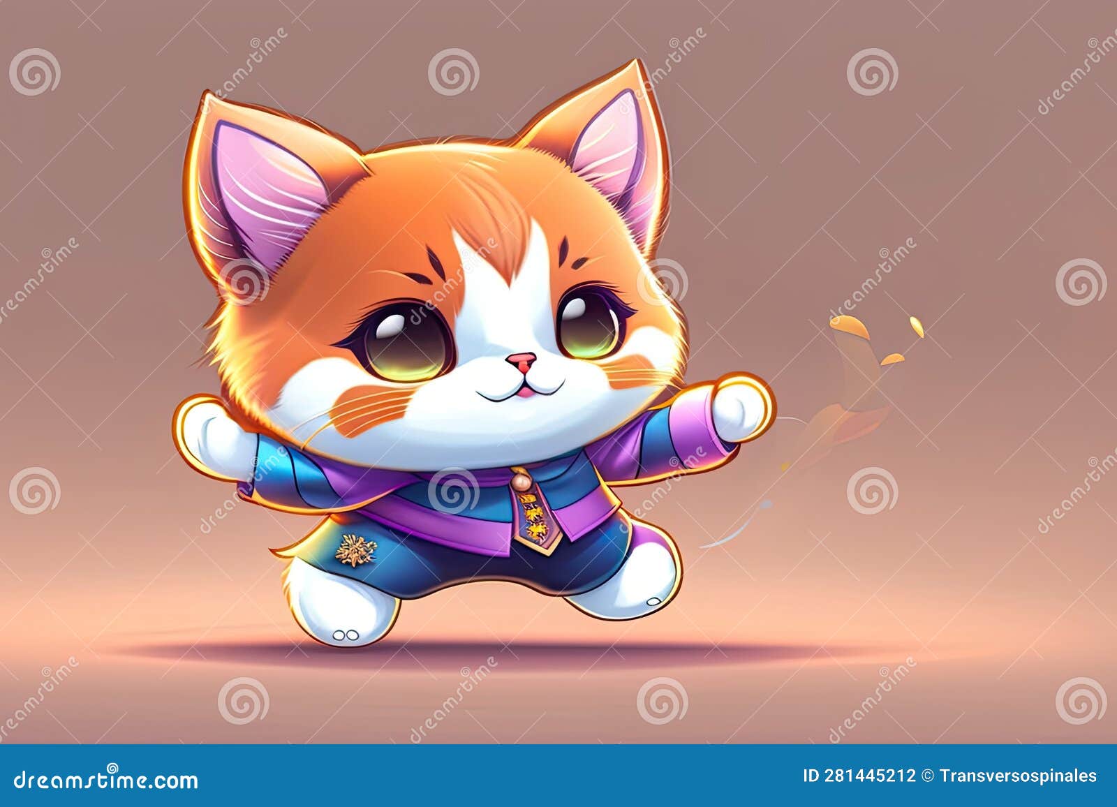 Cute Chibi Cartoon Cat Dance Stock Illustration - Illustration of ...