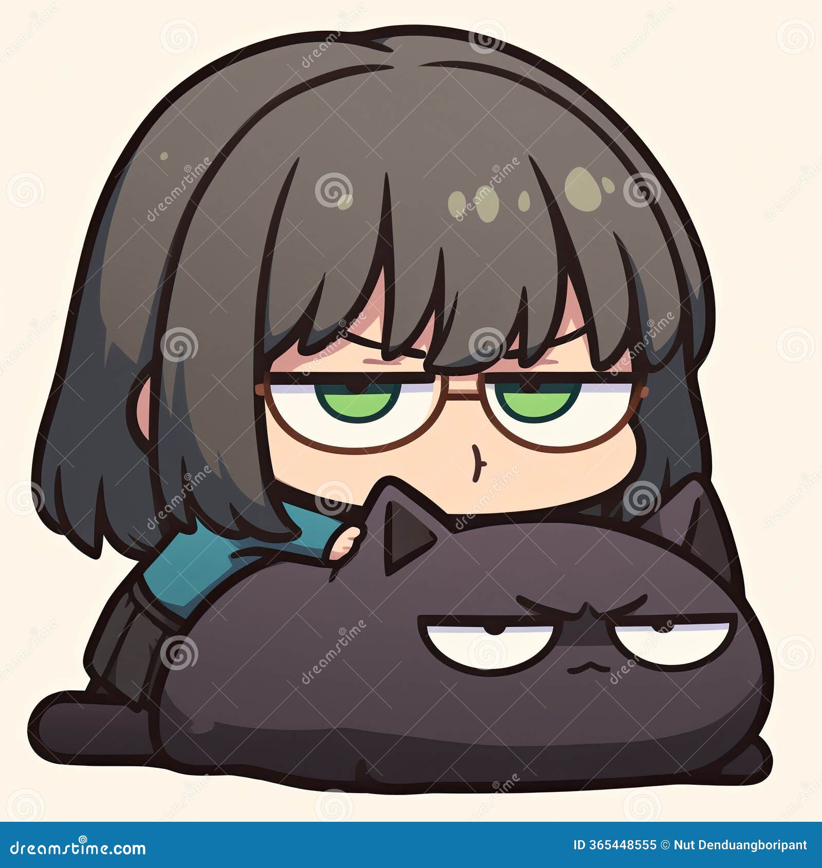 Grumpy Chibi Unicorn Cartoon Background Illustration | CartoonDealer ...