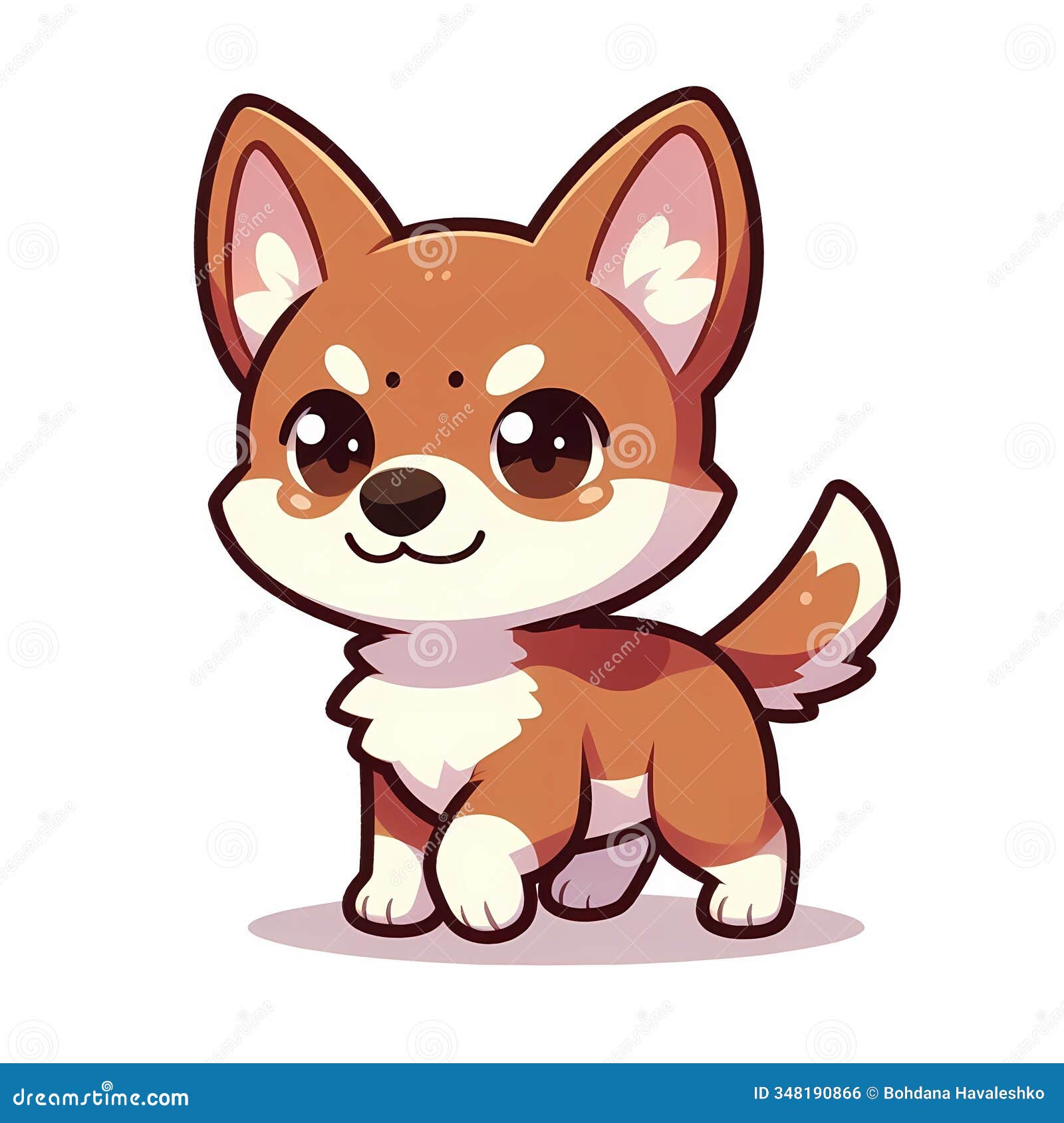 Cute Chibi Dingo Illustration in Flat Style on White Background ...