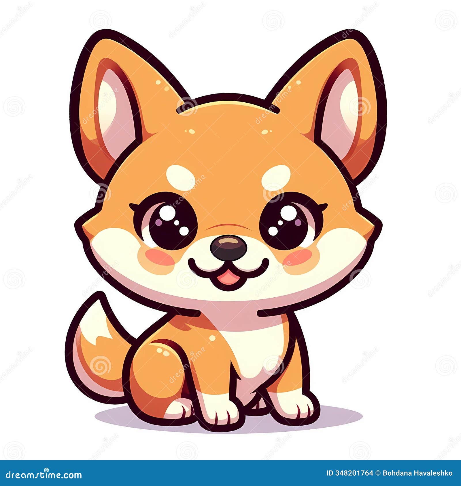 Cute Chibi Dingo Illustration in Flat Style on White Background ...