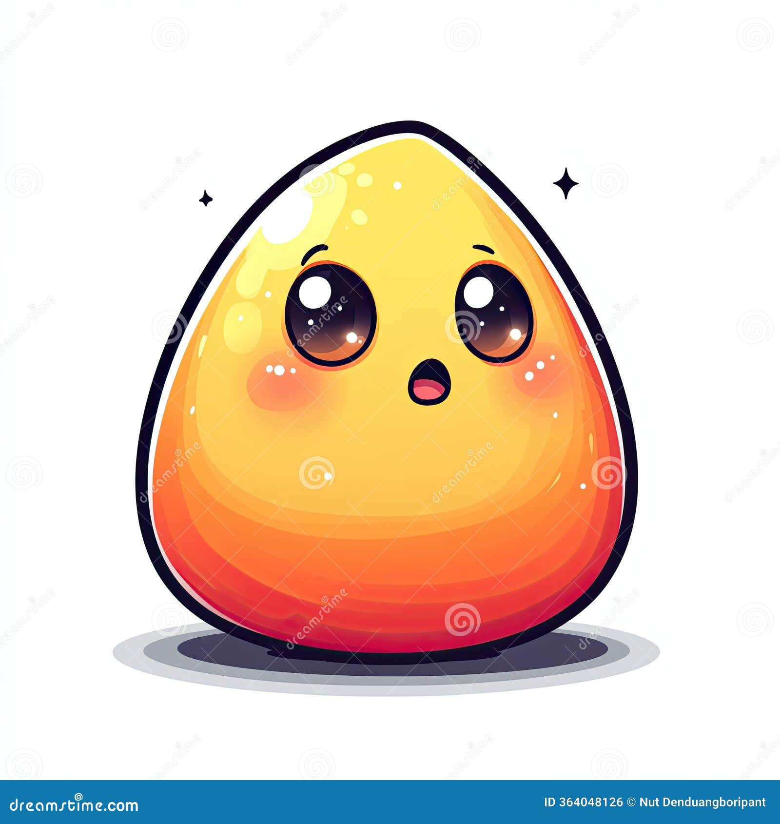 Cute Chibi Emoji With Blushing Cheeks And Sparkles Royalty-Free Stock ...