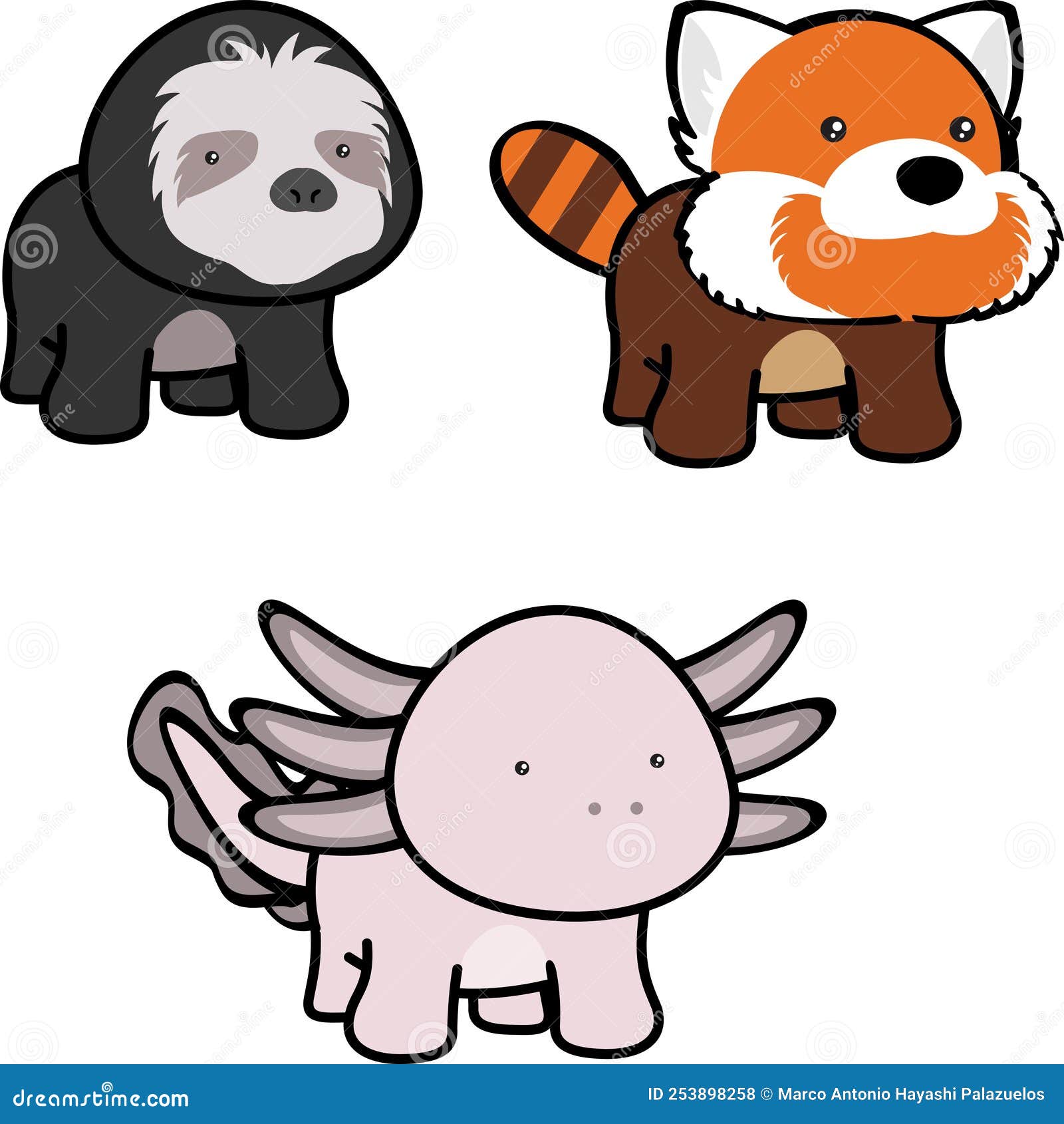 Cute Chibi Kawaii Animals Character Cartoon Set Pack Stock Vector ...