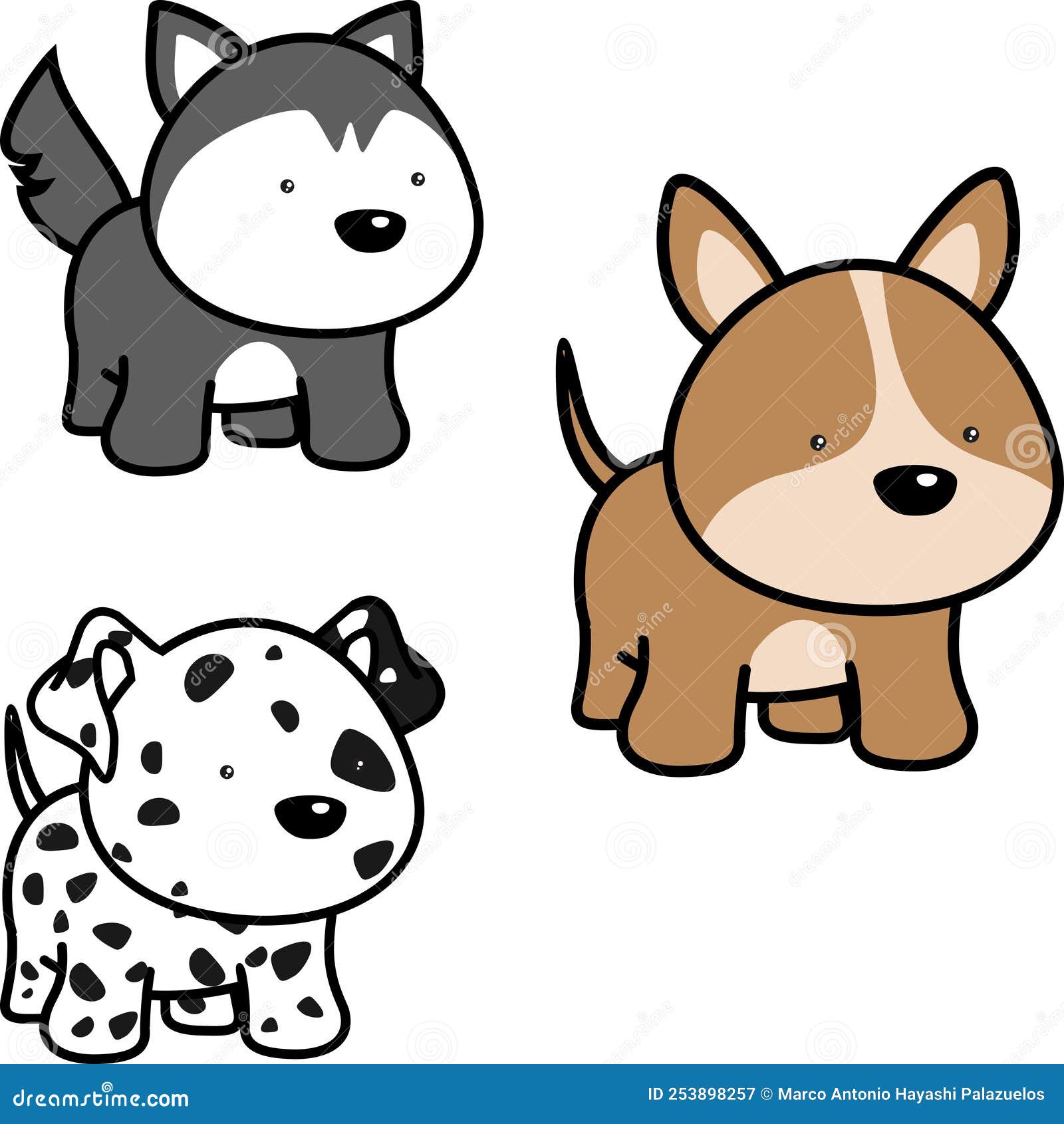 Cute Chibi Kawaii Dogs Cartoon Set Pack Stock Vector - Illustration of ...