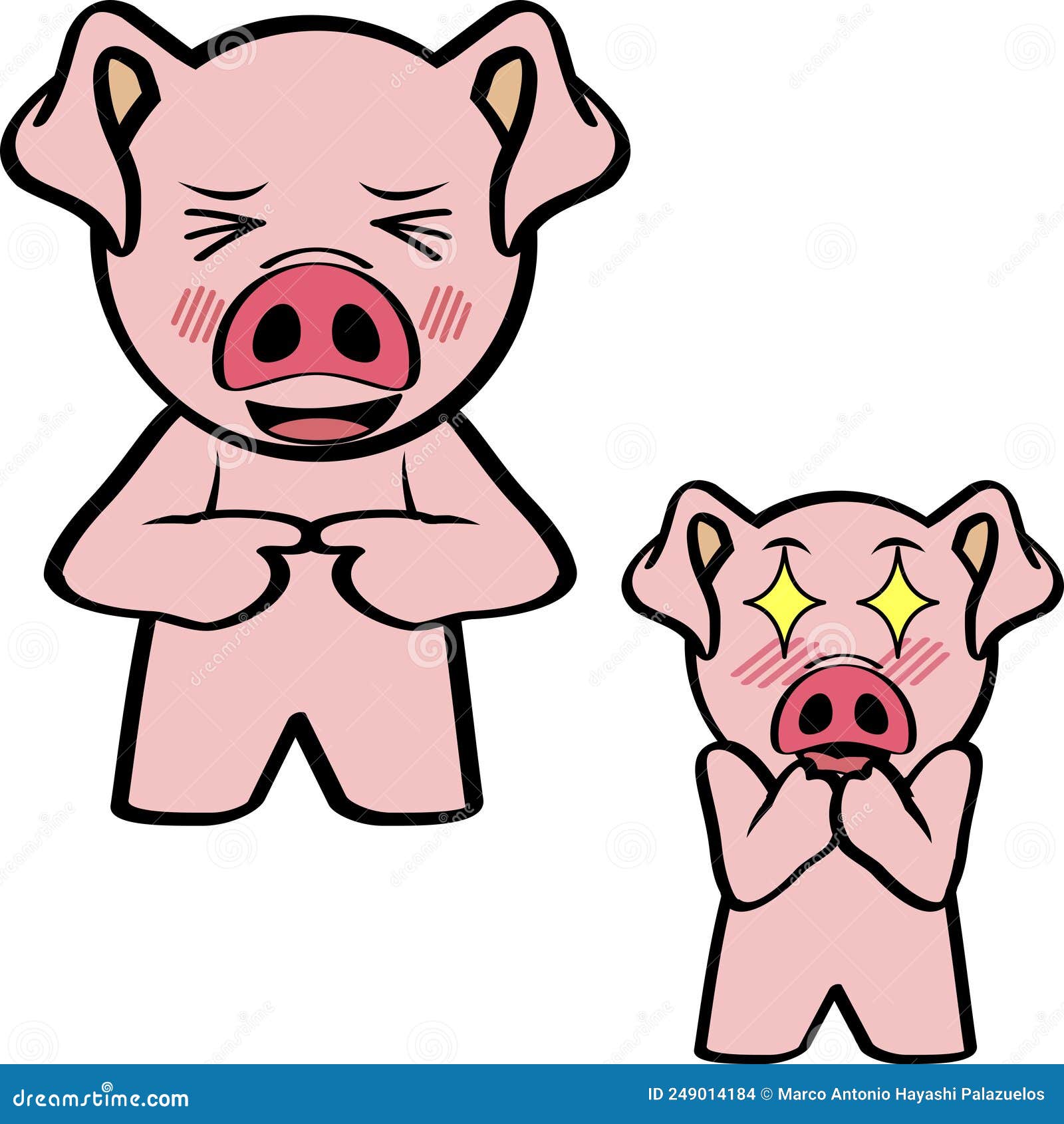 Cute Chibi Piggy Character Cartoon Kawaii Expressions Pack Stock Vector ...