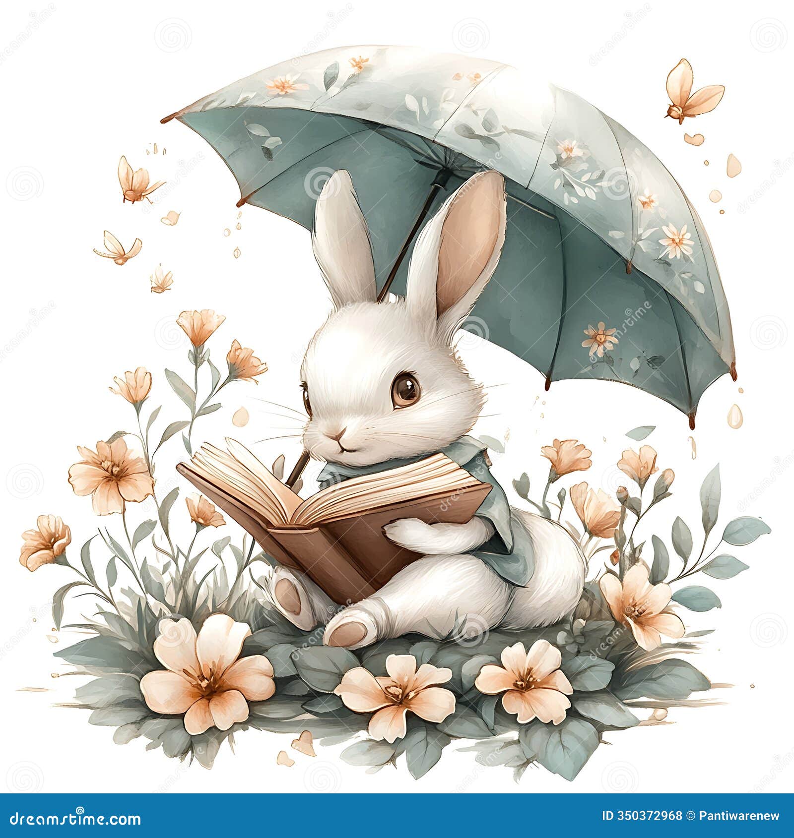 Chibi Rabbit Eating Strawberry Illustration. Royalty-Free Stock Photo ...