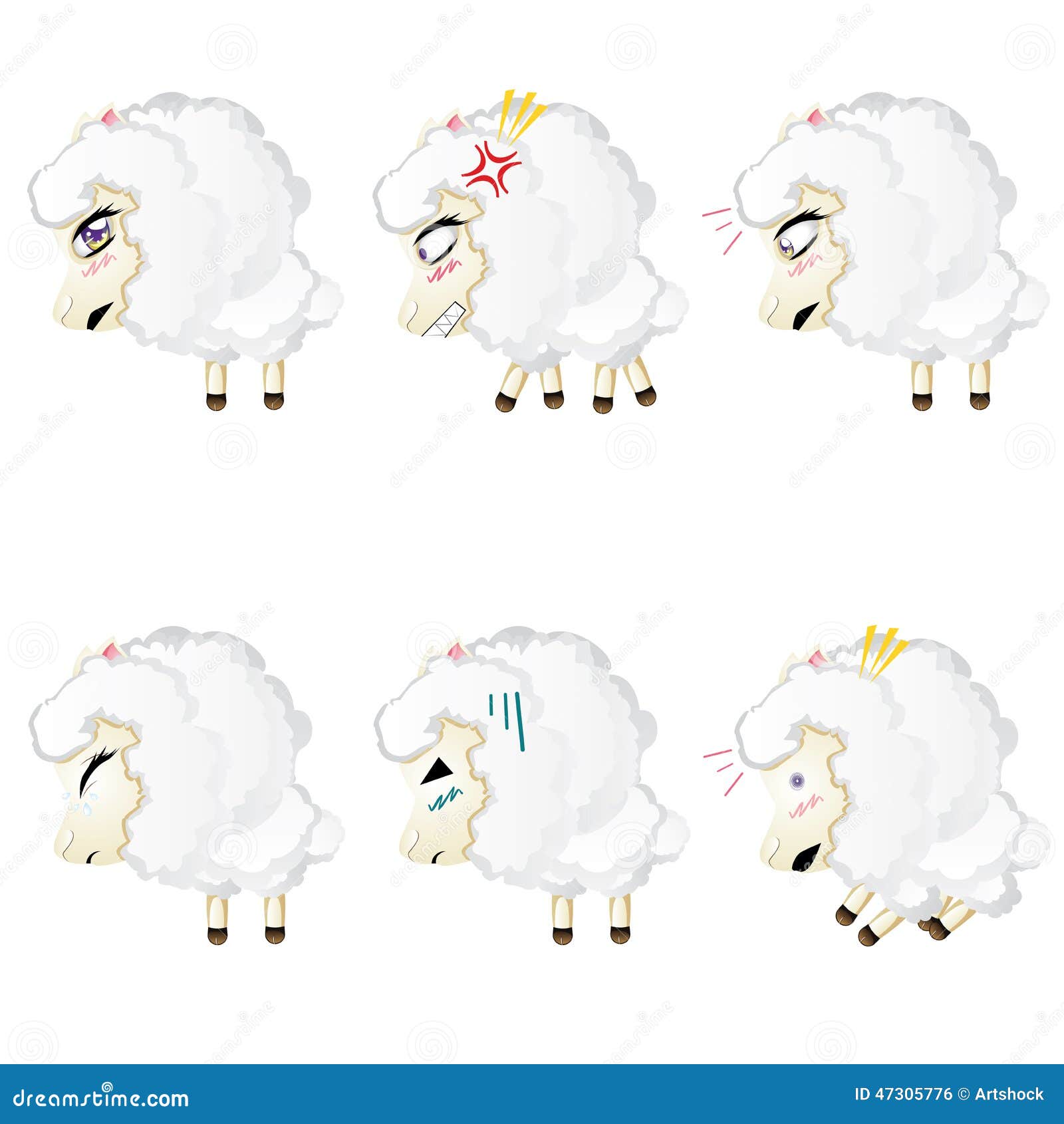 Cute Chibi Sheep stock illustration. Illustration of textured - 47305776