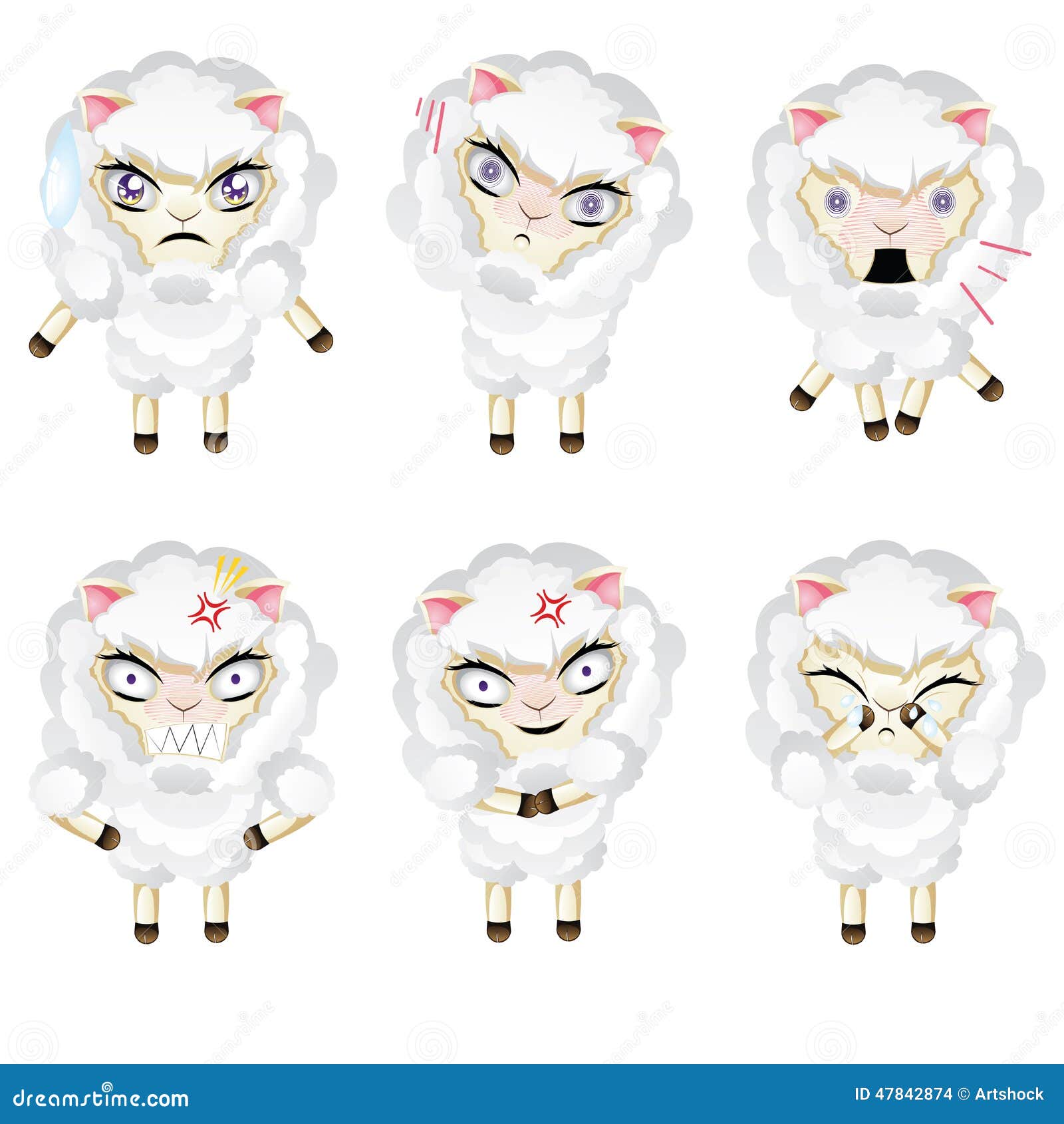 Cute Chibi Sheep stock illustration. Illustration of cute - 47842874