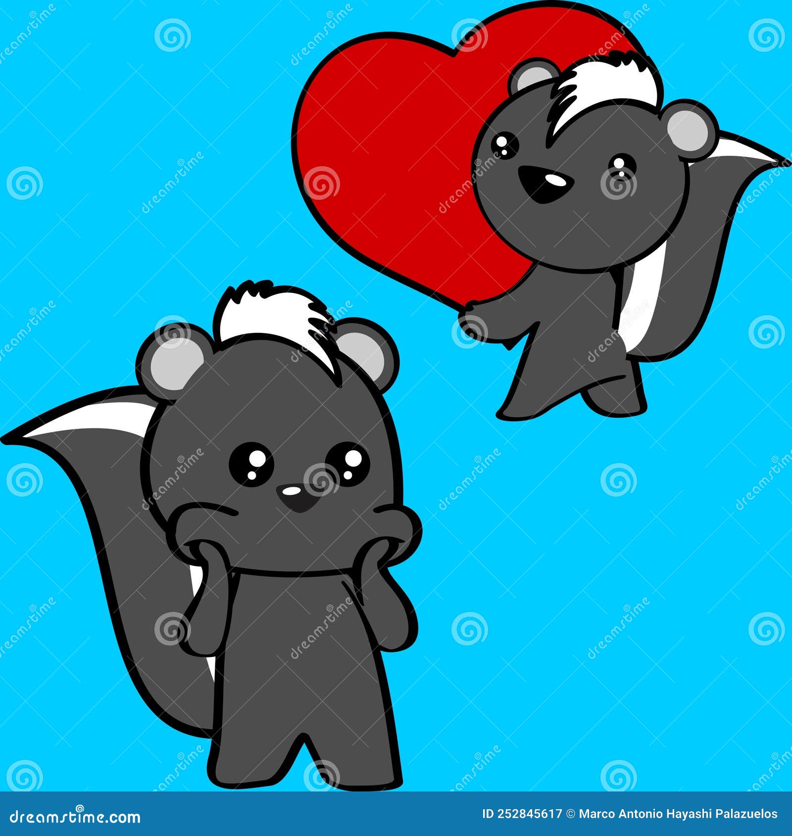Cute Chibi Skunk Cartoon Surprised Expression Stock Vector ...