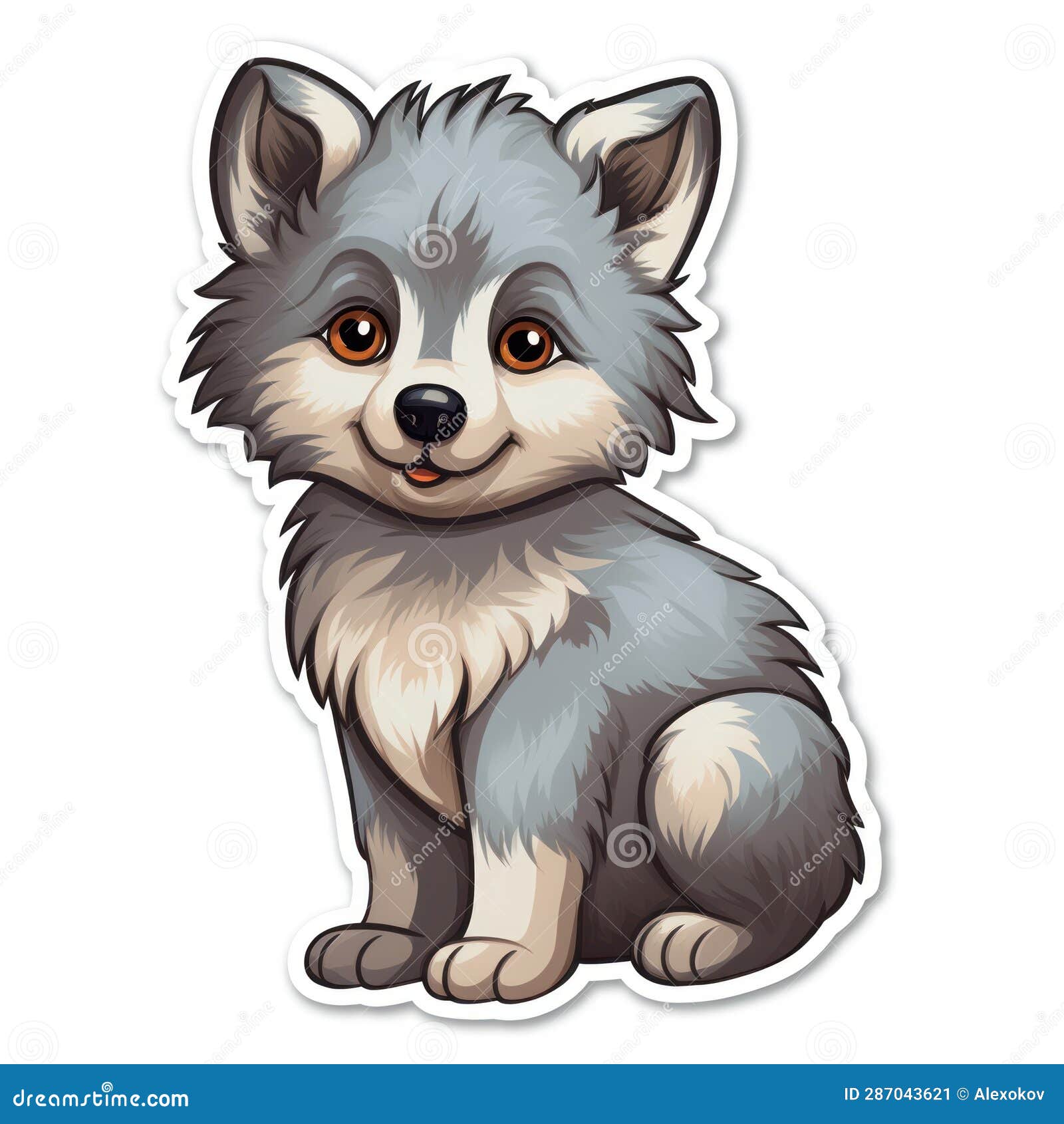 Cute Chibi Style Sticker Design of a Gray Wolf AI Generated Stock ...