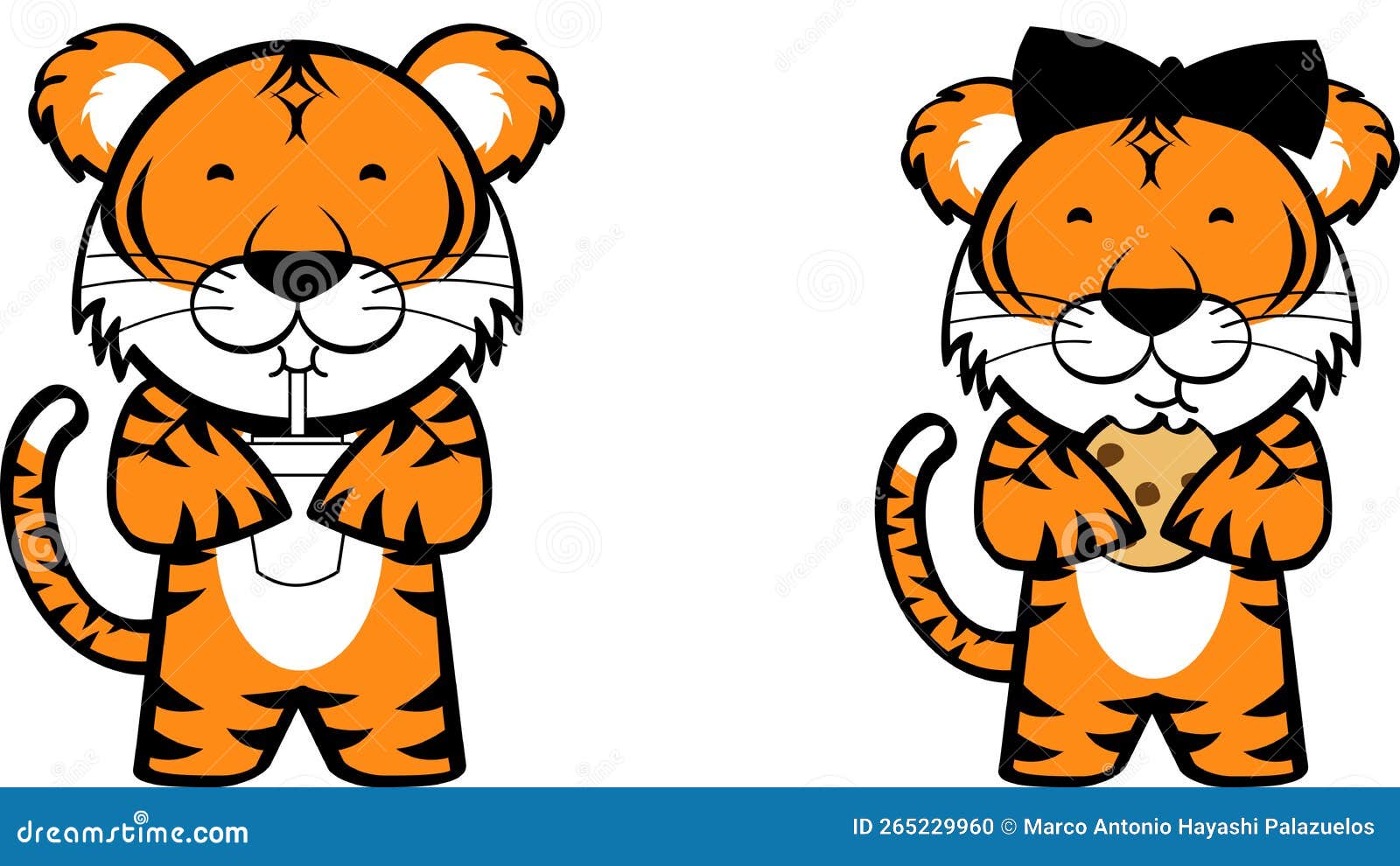 Cute Chibi Tiger Cartoon Expressions Set Illustration in Vector Format ...