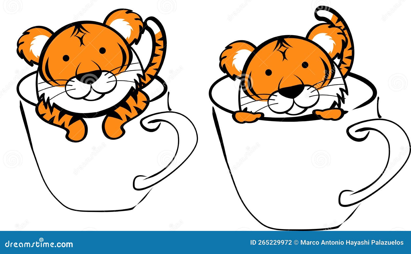 Cute Chibi Tiger Cartoon Expressions Set Illustration in Vector Format ...