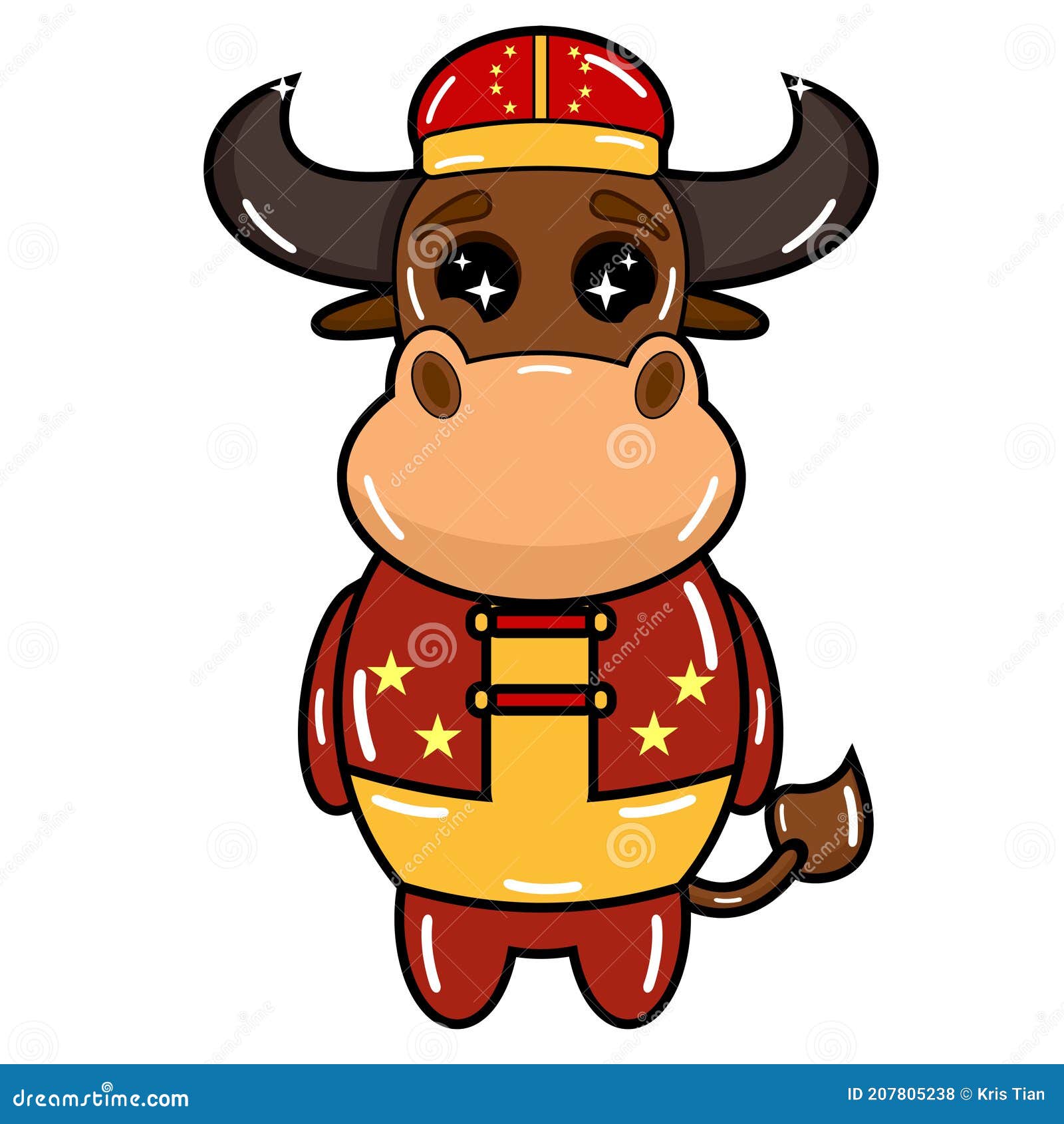 Cute Chibi Zodiac Buffalo Mascot Stock Vector - Illustration of china ...