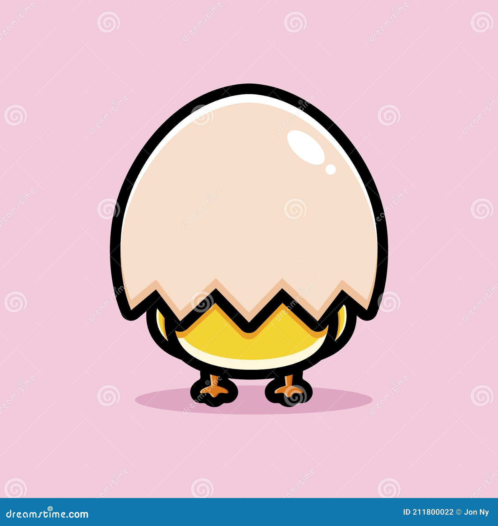 The Cute Chick Animal Cartoon Character is Still Covered with Egg ...