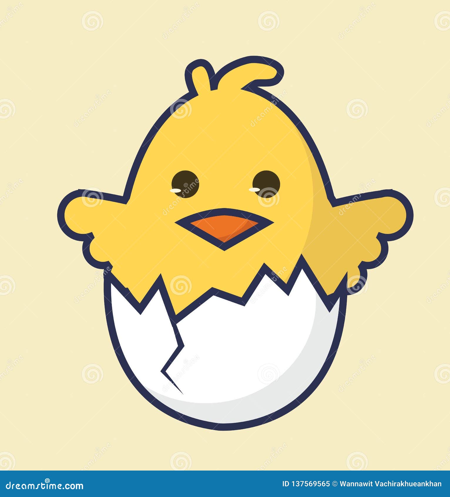 Cute chick in egg stock vector. Illustration of bird - 137569565