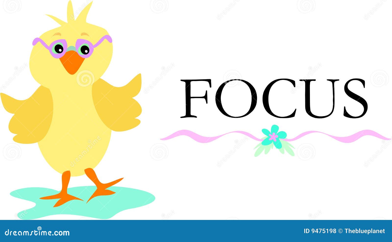 Cute Chick with Glasses and the Word Focus Stock Vector - Illustration ...